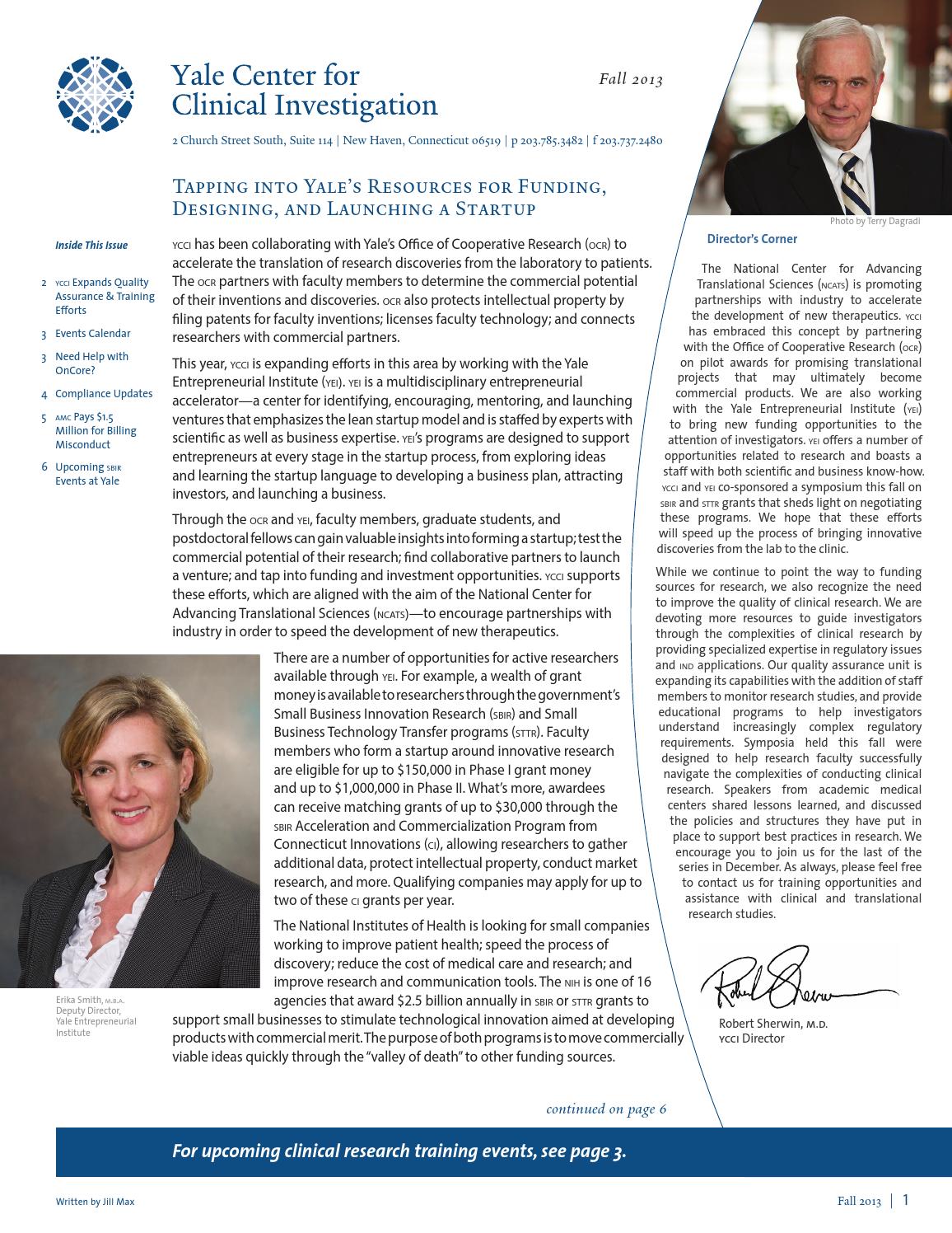 2013 - Fall YCCI Newsletter by Yale School of Medicine - Issuu