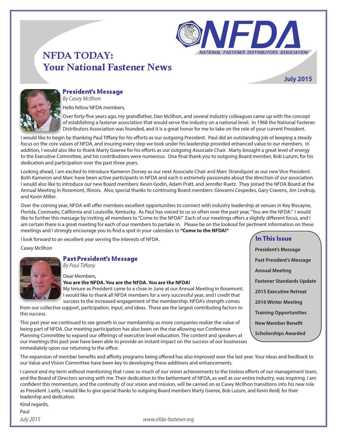 July 2015 NFDA Today by National Fastener Distributors Association - Issuu
