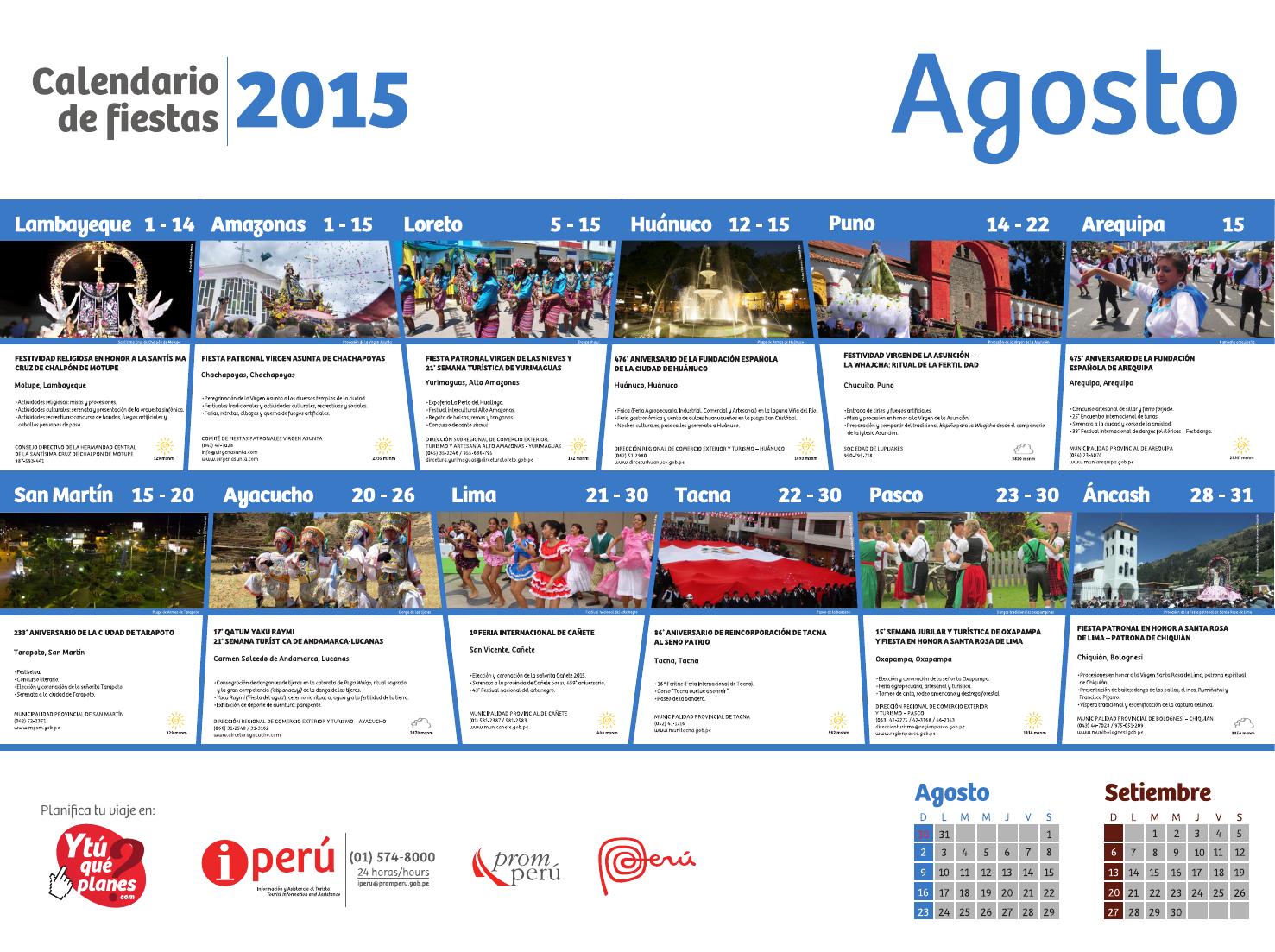 Calendario de festividades y eventos - Agosto 2015 by Visit Peru - Issuu