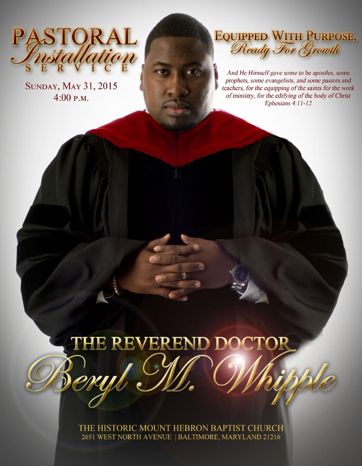 Rev. Dr. Beryl Whipple Pastoral Installation Souvenir Journal by ...