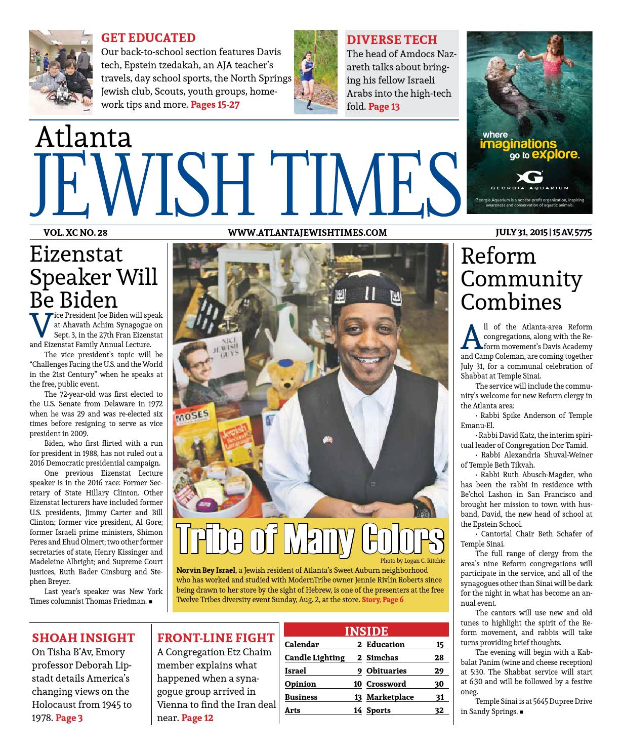 Atlanta Jewish Times, No. 28, July 31, 2015 by Atlanta Jewish Times - Issuu