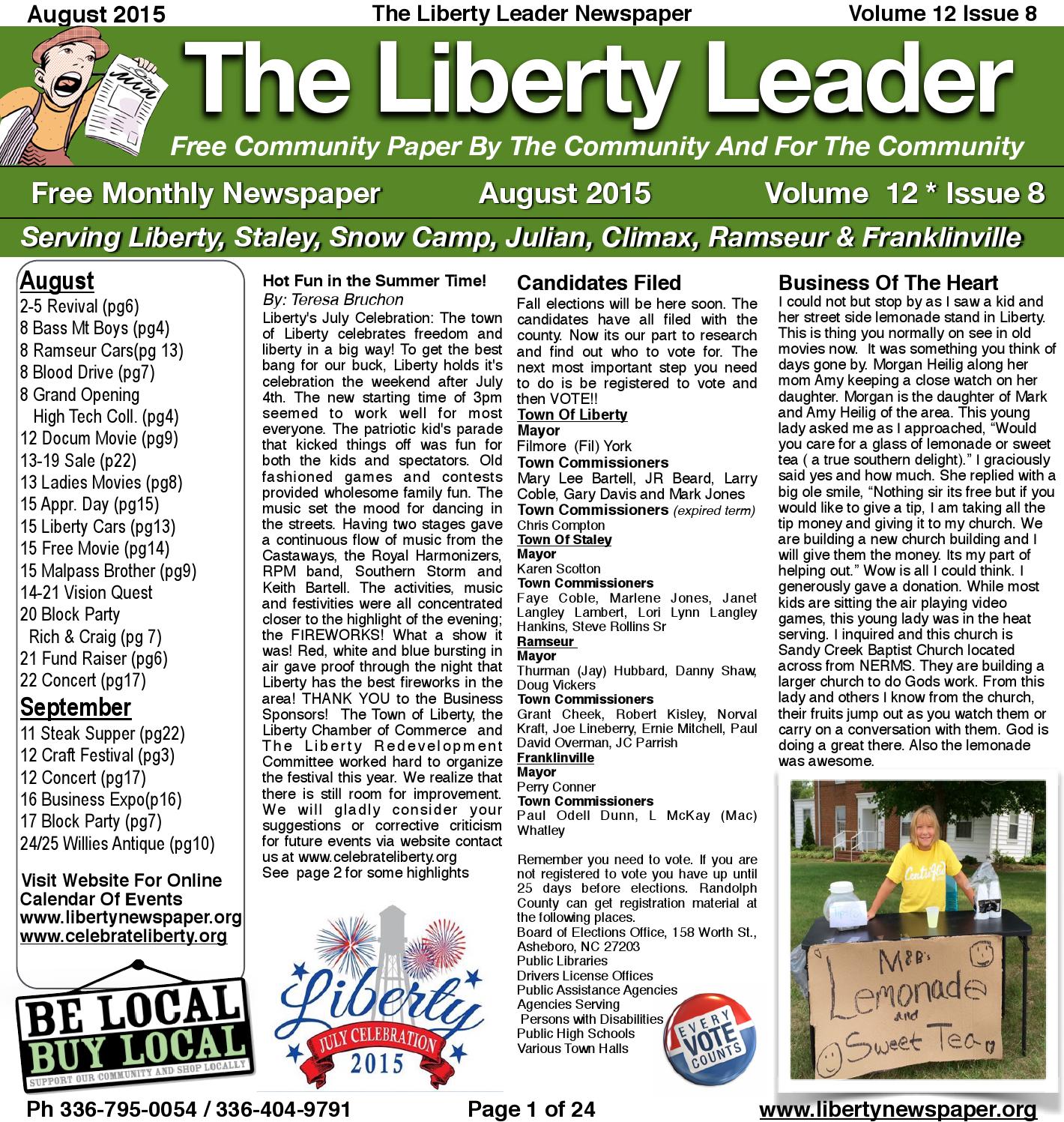 Aug 2015 Liberty Leader Newspaper by Kevin Bowman - Issuu