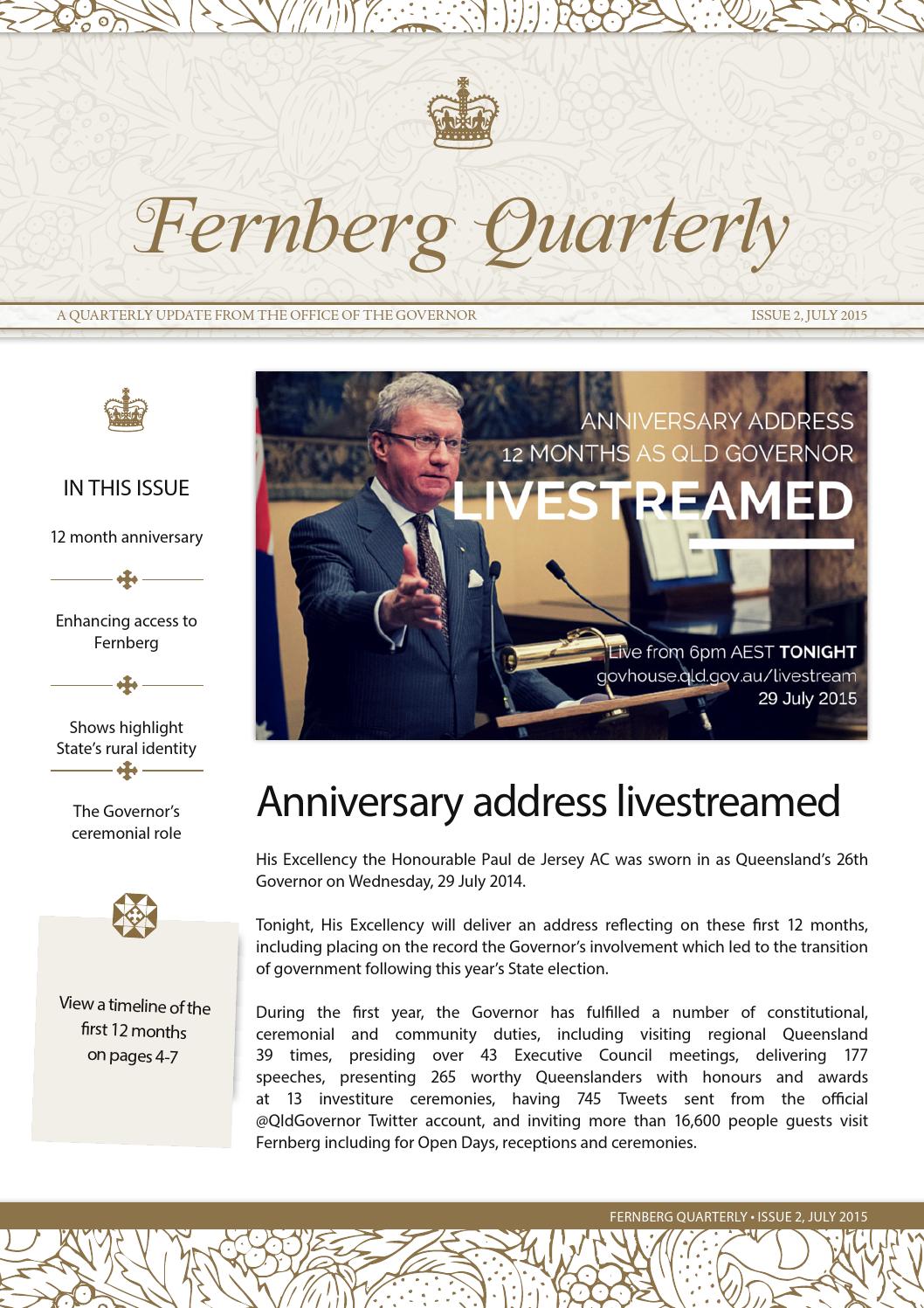 Fernberg Quarterly - 3rd Quarter (July) 2015 by Office of the Governor ...