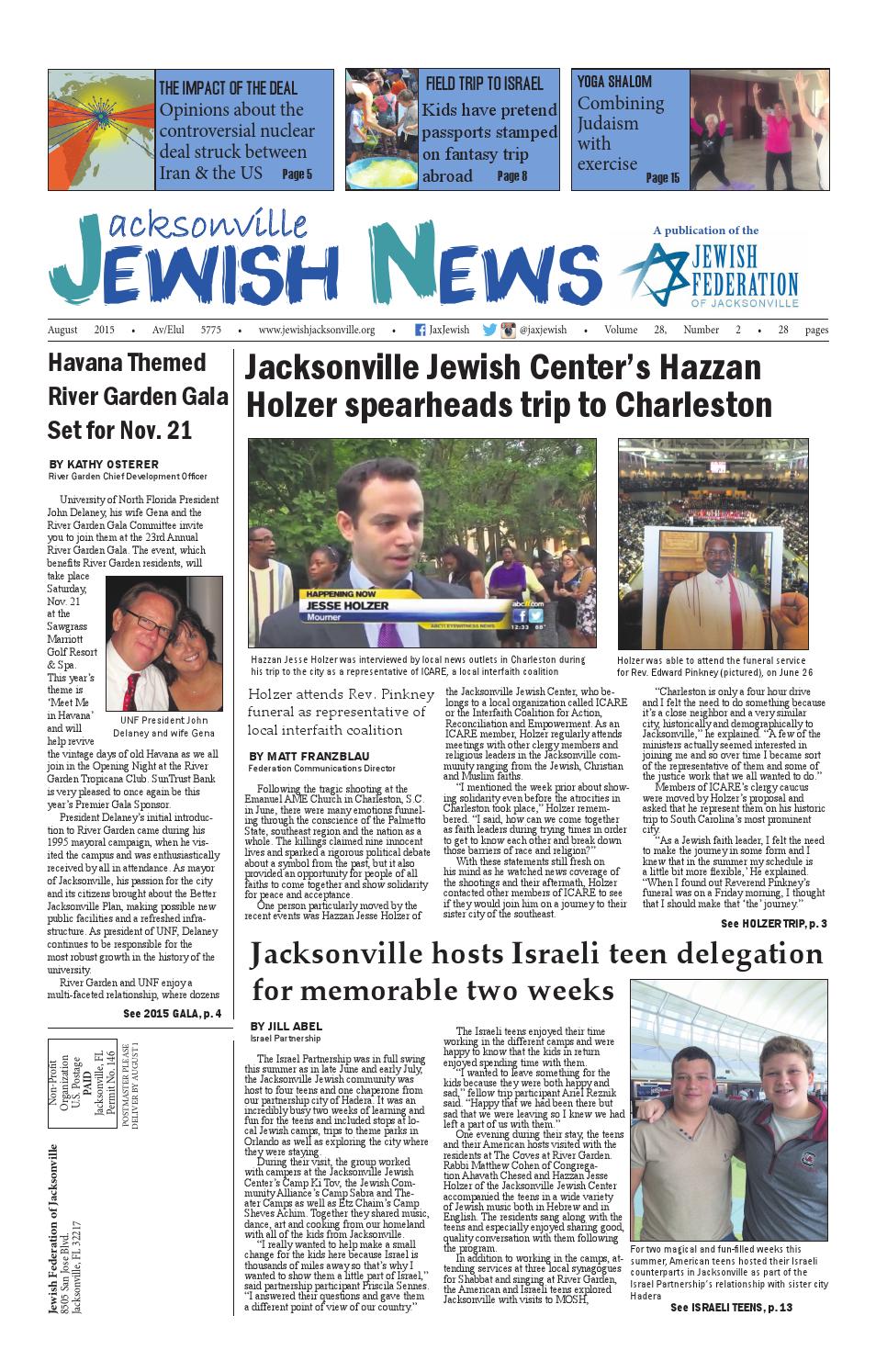 Jacksonville Jewish News - Aug. 2015 by JewishLife Magazine - Issuu