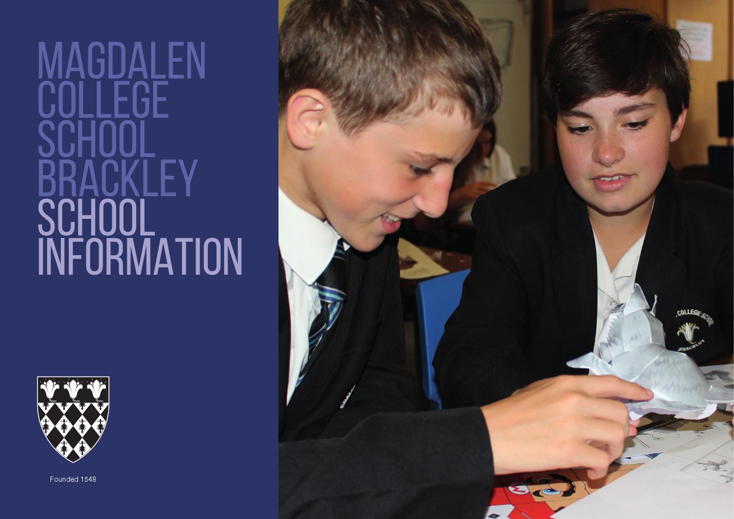 MAGDALEN COLLEGE SCHOOL BRACKLEY - SCHOOL INFORMATION by W S A - Issuu