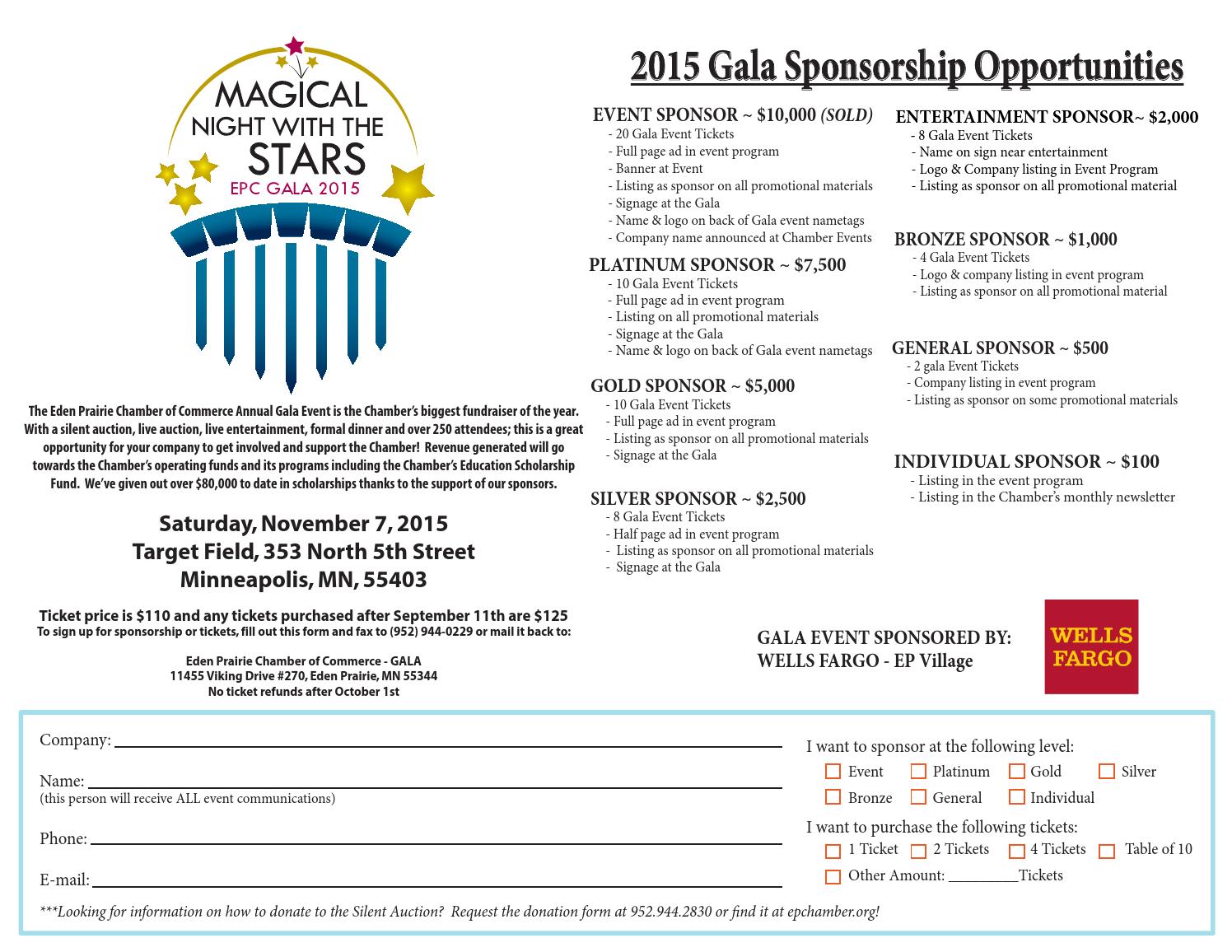 2015 Gala Sponsor and Ticket order form by Marketing & Communications ...