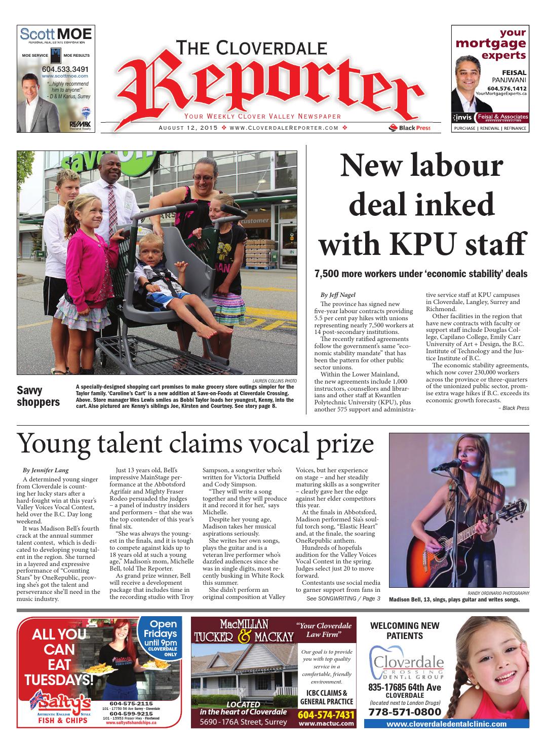 Cloverdale Reporter, August 12, 2015 by Black Press Media Group - Issuu