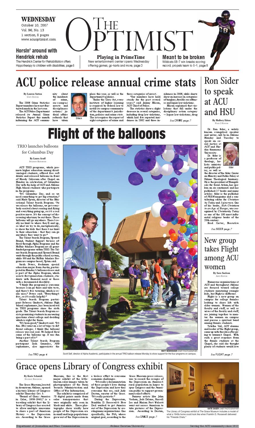 The Optimist Print Edition 10.10.2007 by ACU Optimist - Issuu