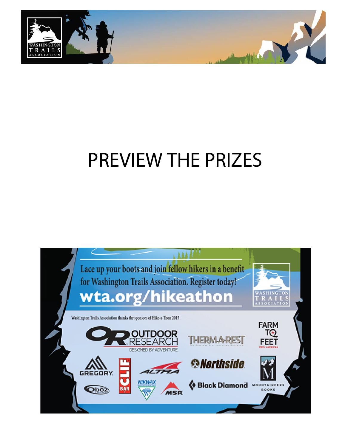 Hike-a-Thon 2015 Prize Catalog by Washington Trails Association - Issuu