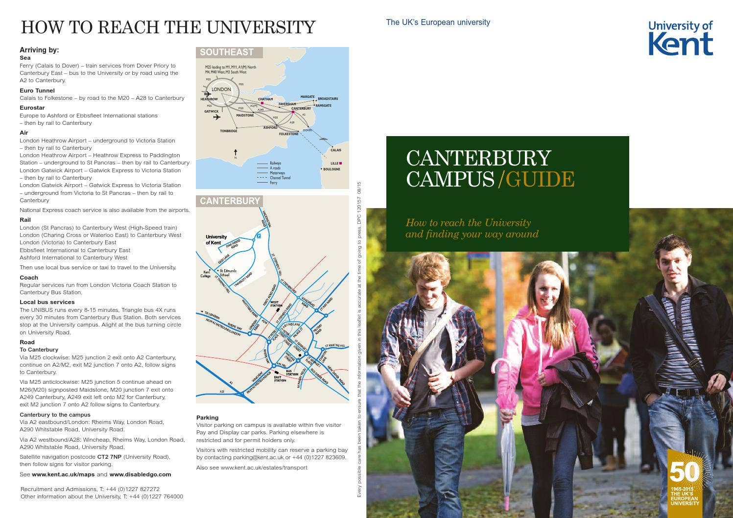 University of Kent Canterbury campus map and travel guide 2015 by ...