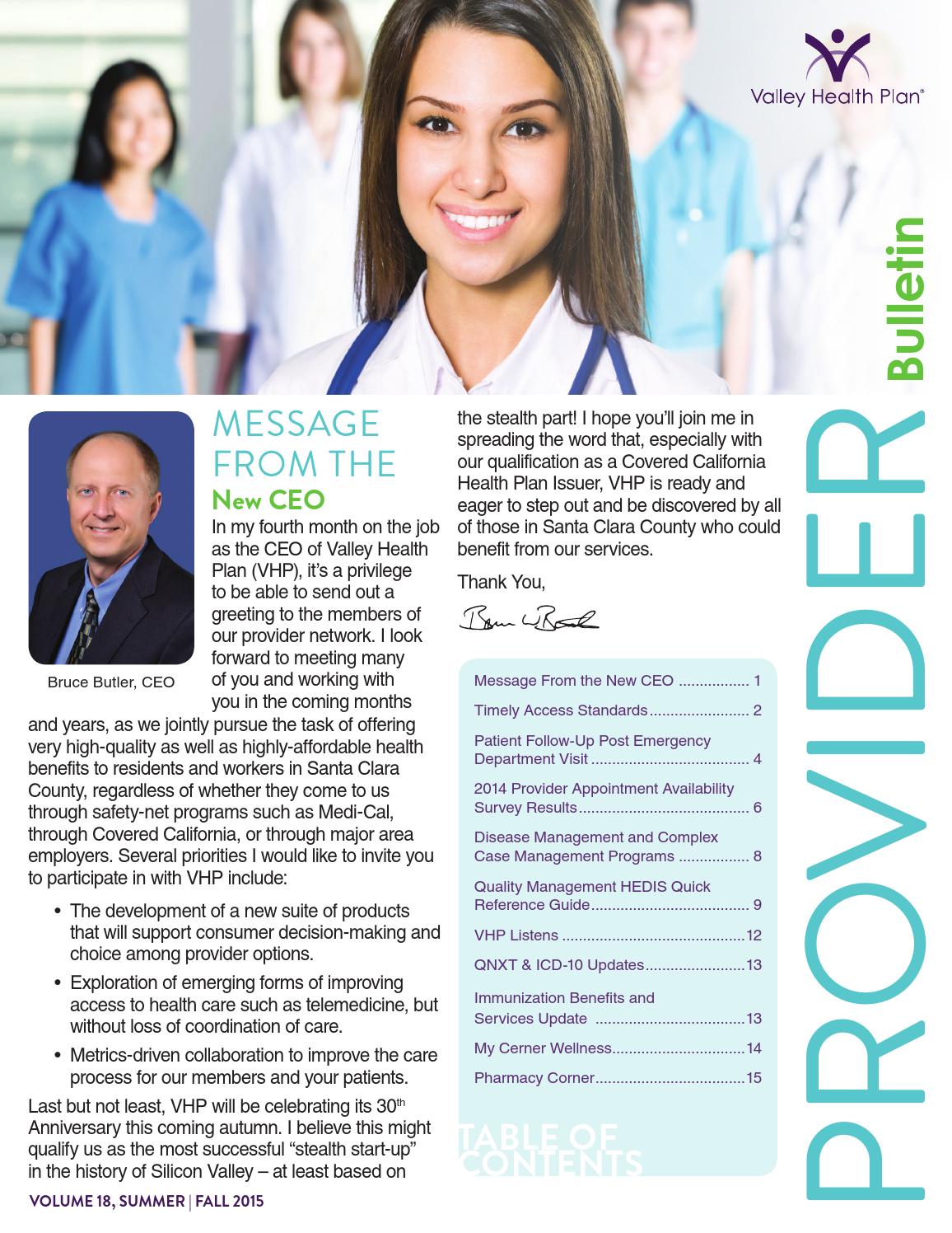Provider Bulletin - Summer | Fall 2015 Vol. 18 by Valley Health Plan - Issuu