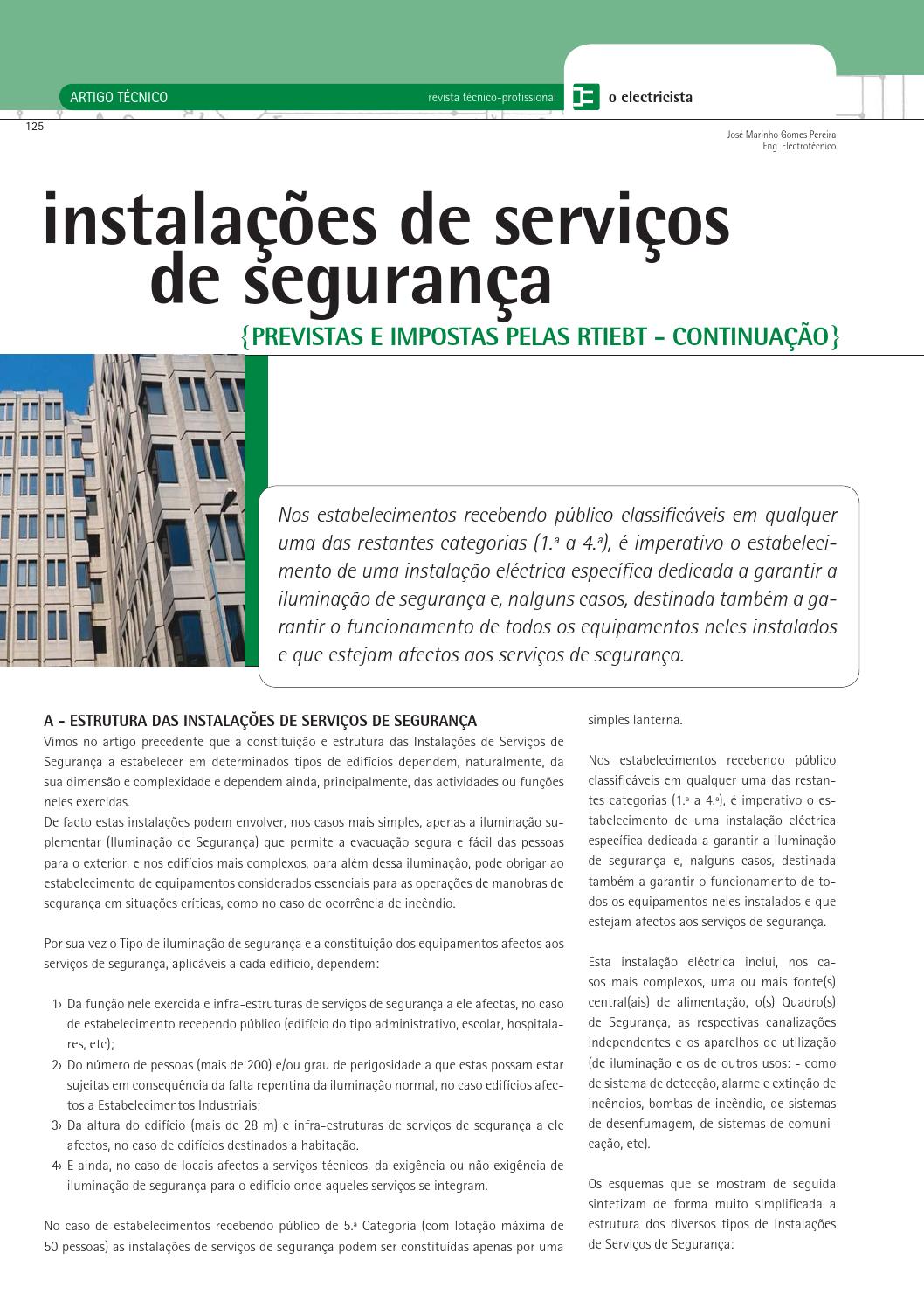 Instalações de serviços de segurança: previstas e impostas pelas RTIEBT ...