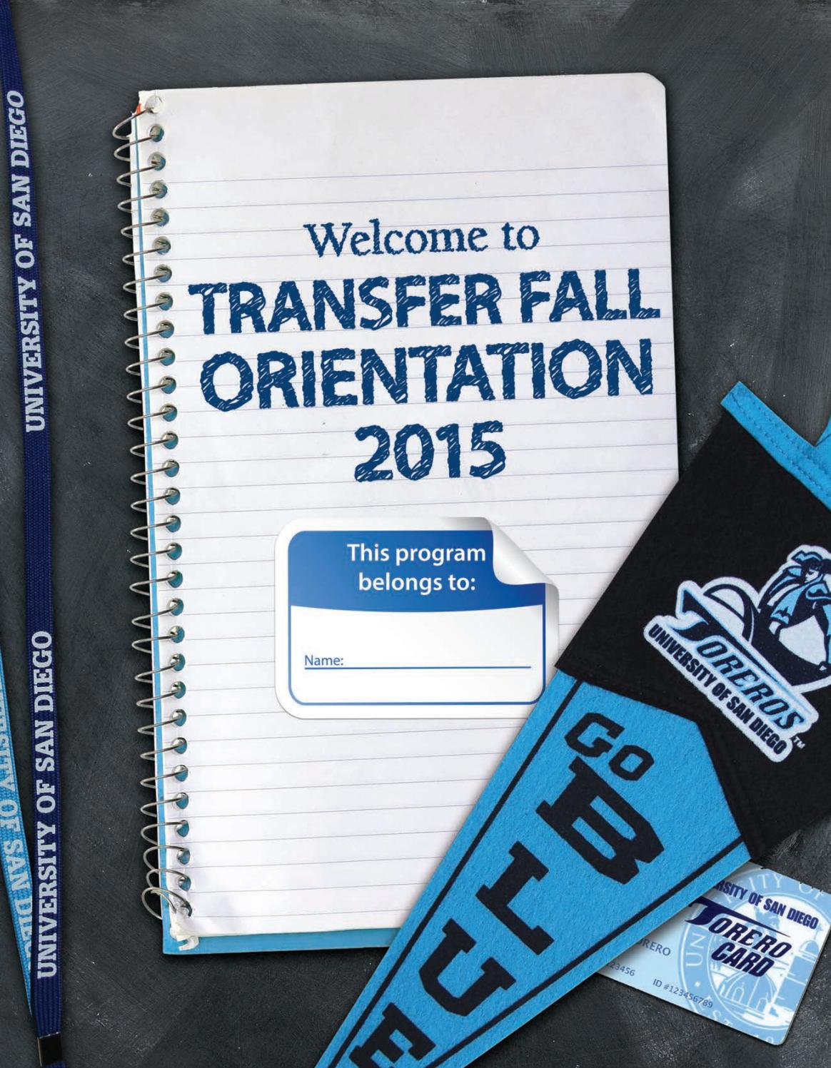 Transfer fall orientation program by University of San Diego - Issuu