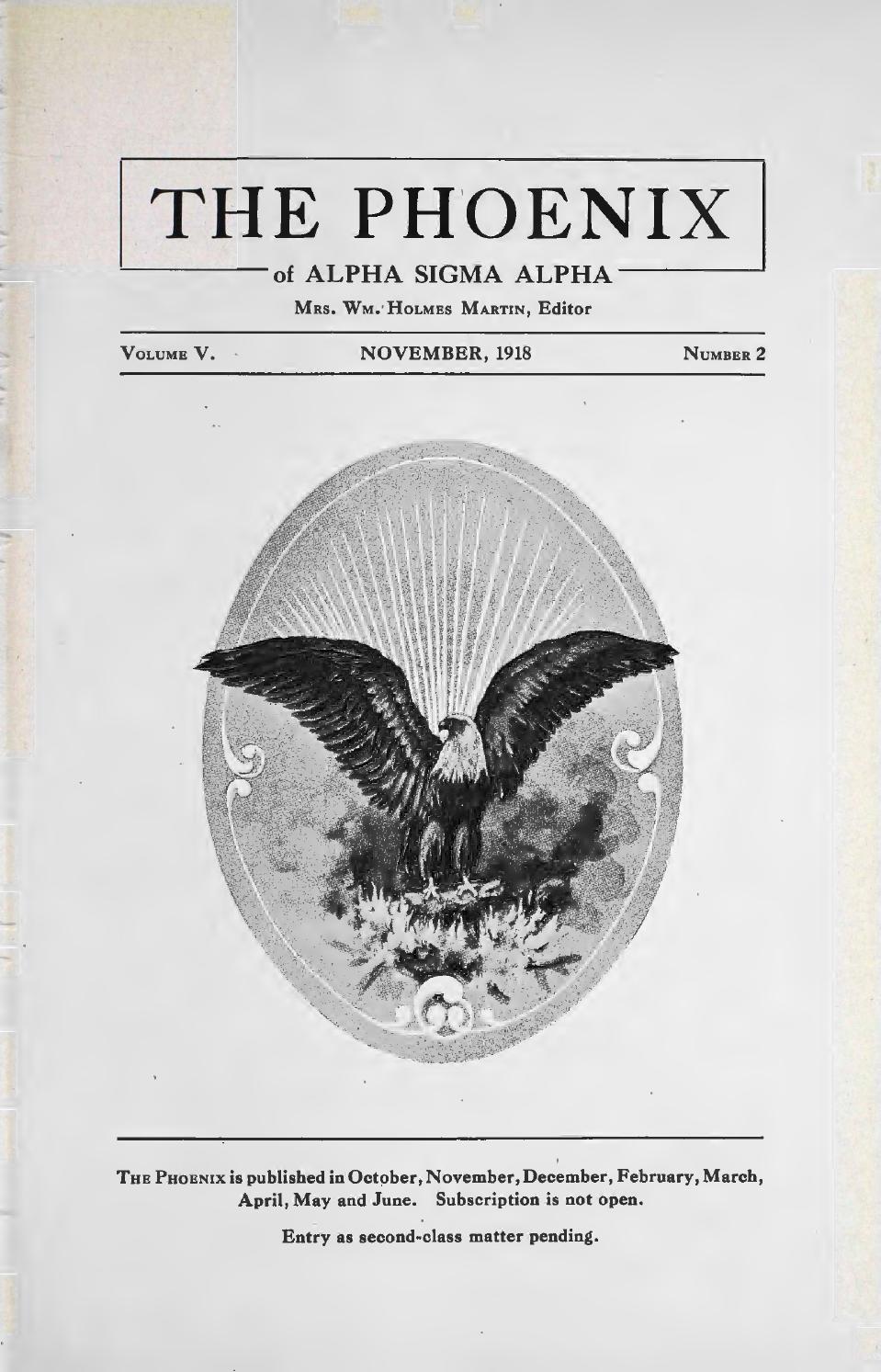 Asa phoenix vol 5 no 2 nov 1918 by Alpha Sigma Alpha Sorority - Issuu