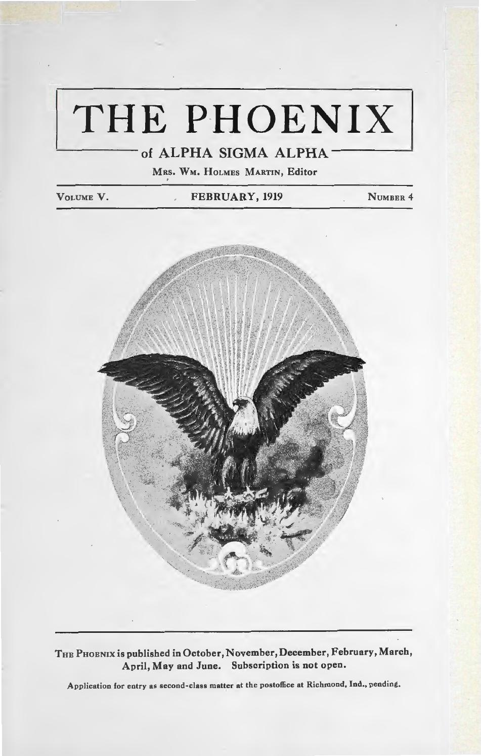 Asa phoenix vol 5 no 4 feb 1919 by Alpha Sigma Alpha Sorority - Issuu