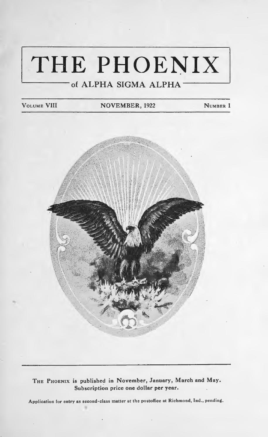 Asa phoenix vol 8 no 1 nov 1922 by Alpha Sigma Alpha Sorority - Issuu
