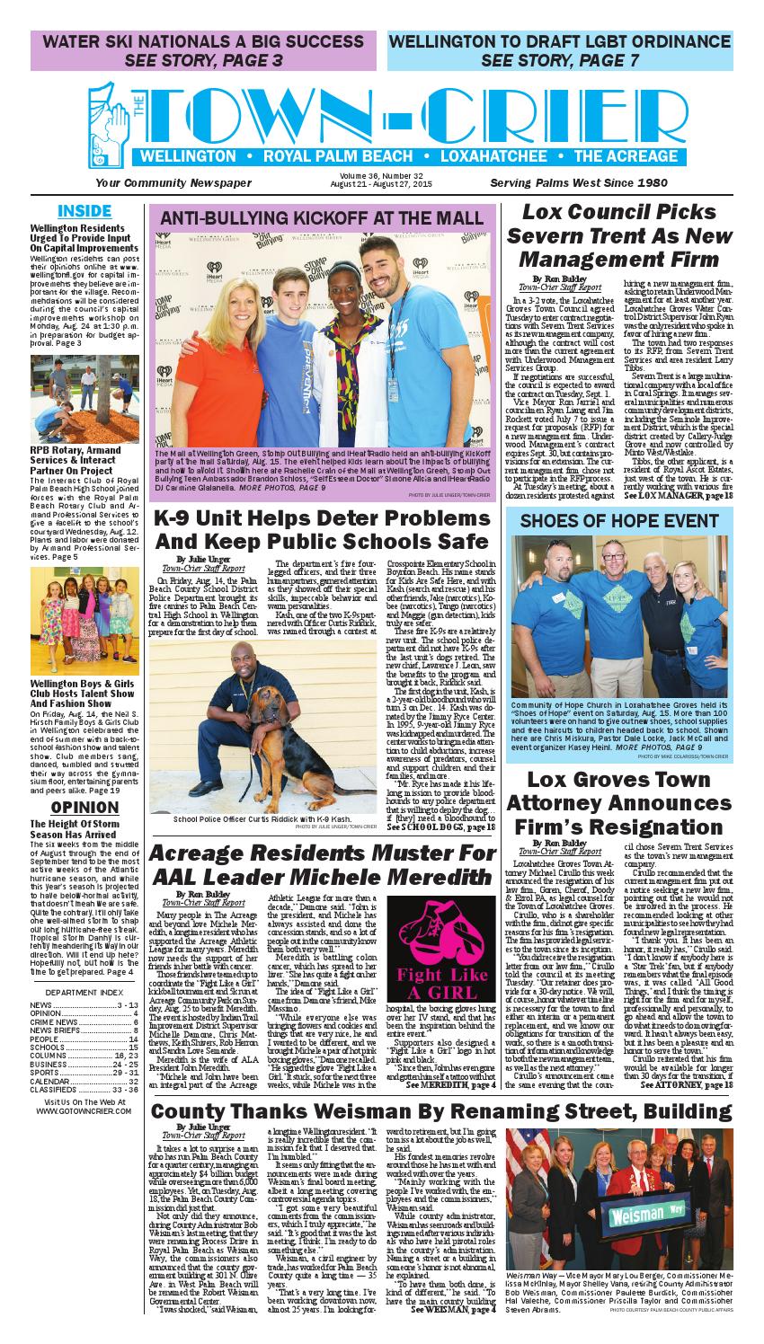 Town-Crier Newspaper August 21, 2015 by Wellington The Magazine LLC - Issuu