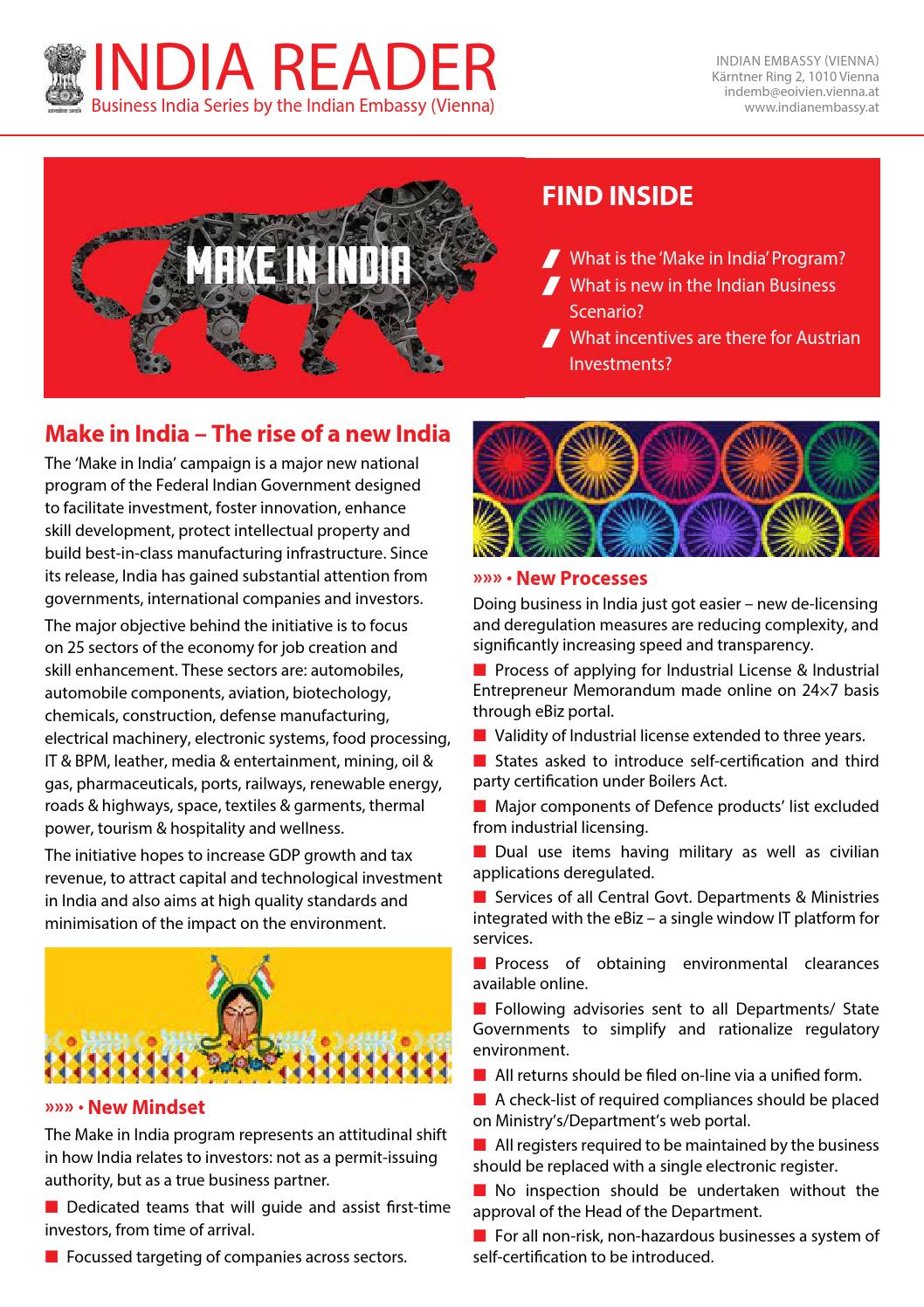 INDIA READER - Make in India by Indian Embassy Vienna - Issuu