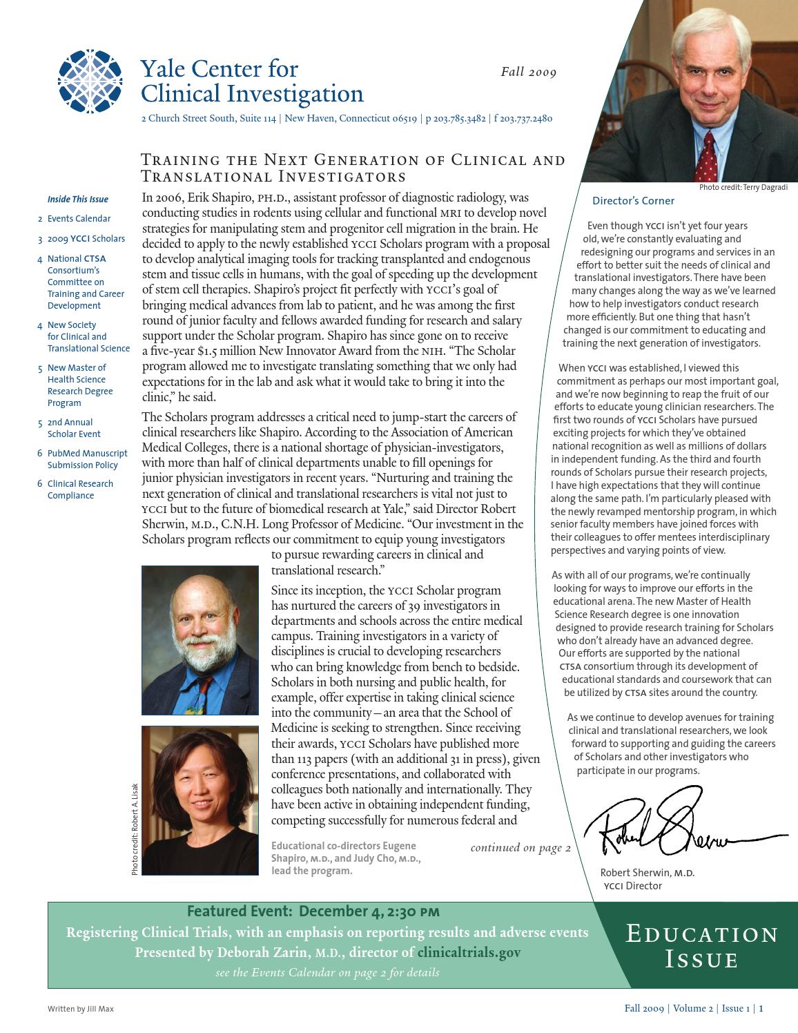 2009 - Fall Education Newsletter YCCI by Yale School of Medicine - Issuu