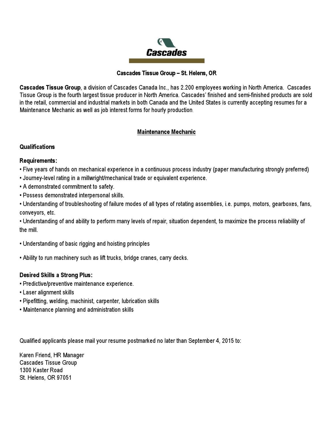 Maintenance mechanic ad by C.M.I. - Issuu