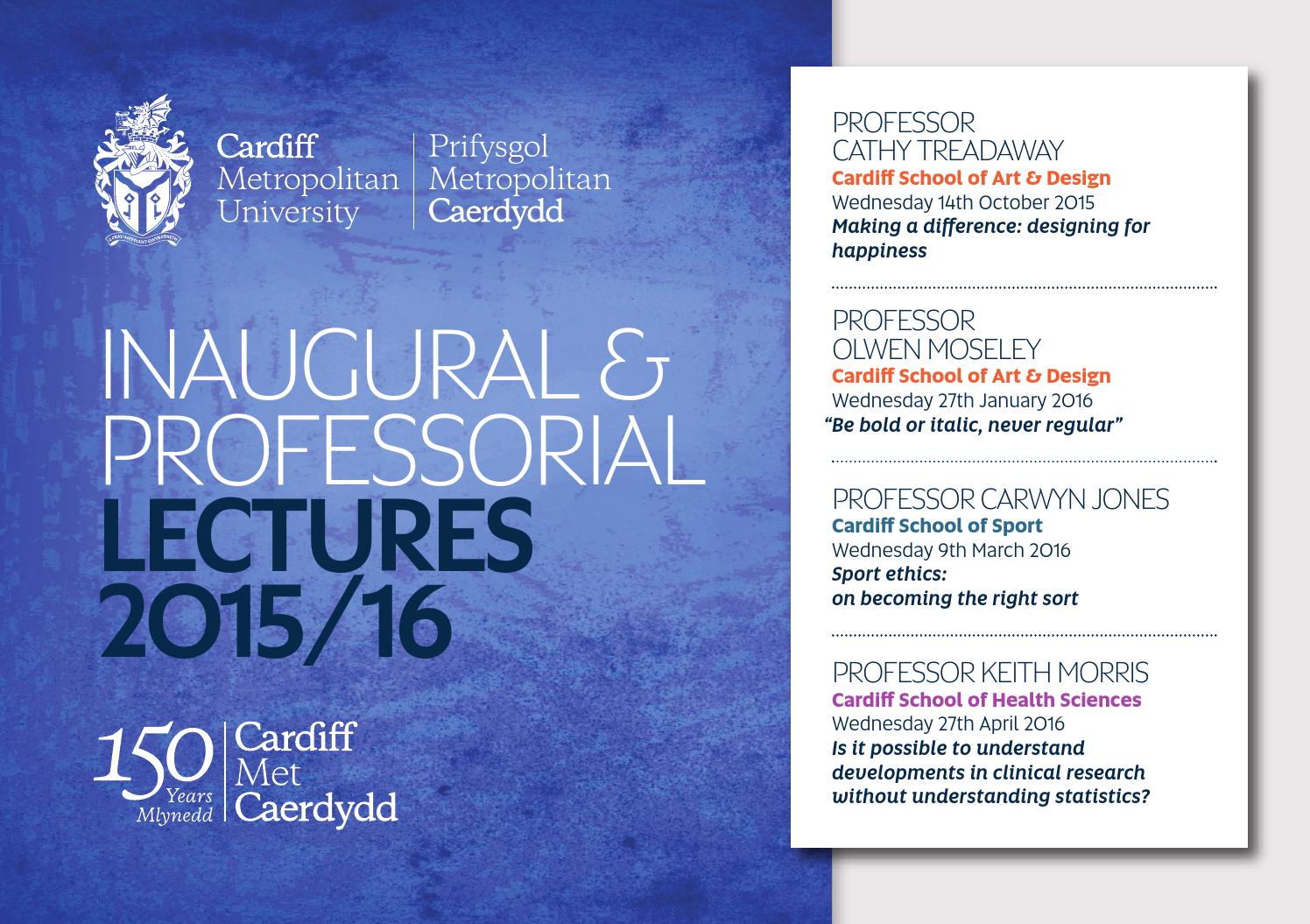 Professorial Lectures 2015/16 by Cardiff Metropolitan University - Issuu