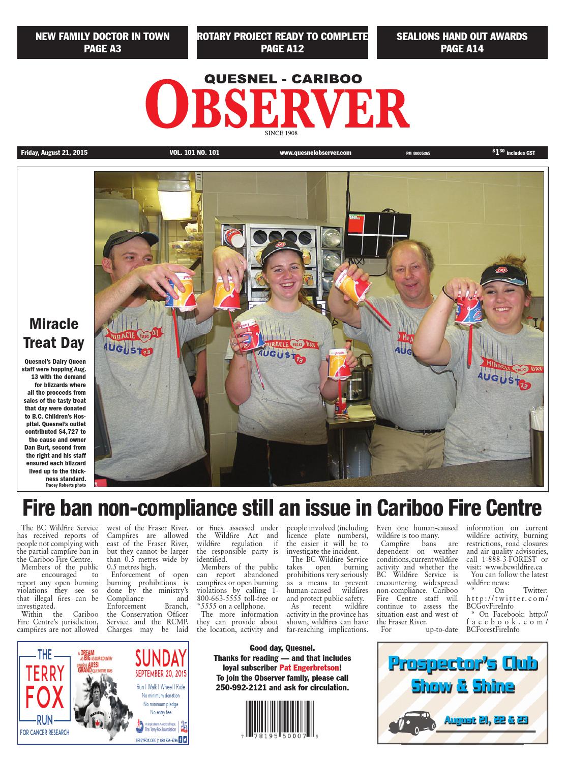 Quesnel Cariboo Observer, August 21, 2015 by Black Press Media Group ...