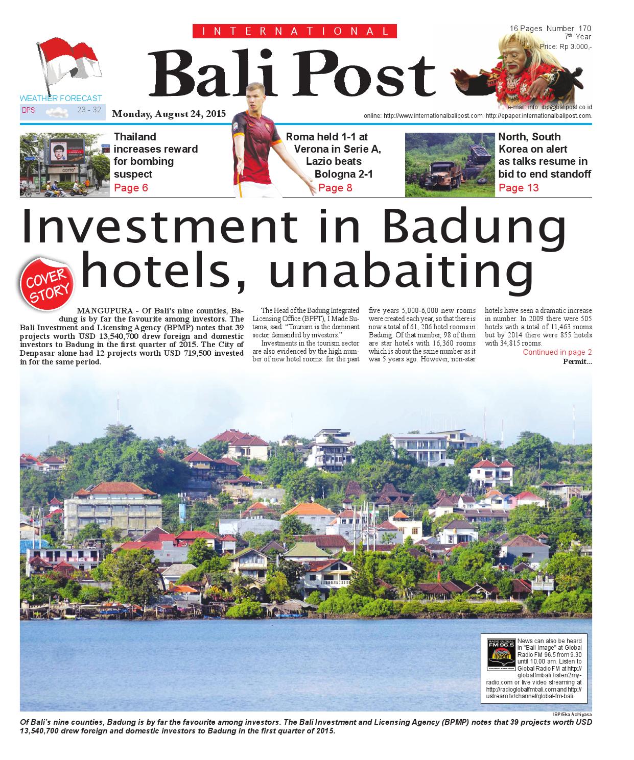 Edisi 24 Agustus 2015 | International Bali Post by e-Paper KMB - Issuu