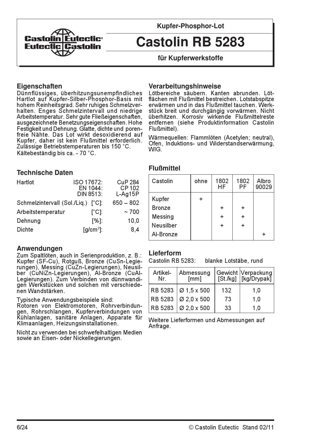Castolin rb 5283 kupfer phosphor lote hartlote by Castolin Eutectic - Issuu