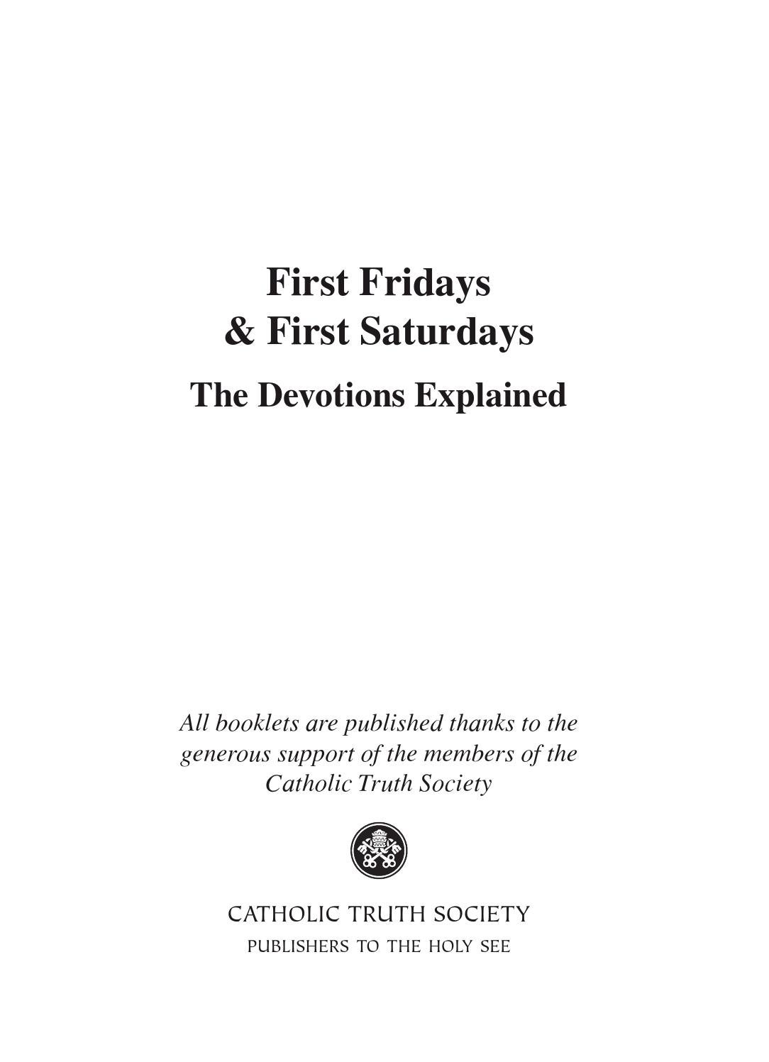 First friday's & saturday's sample by Catholic Truth Society - Issuu