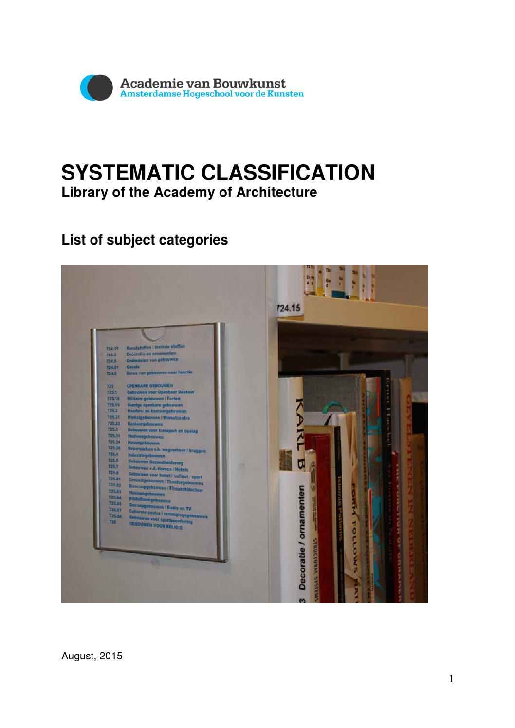 Systematic classification by Amsterdam Academy of Architecture - Issuu