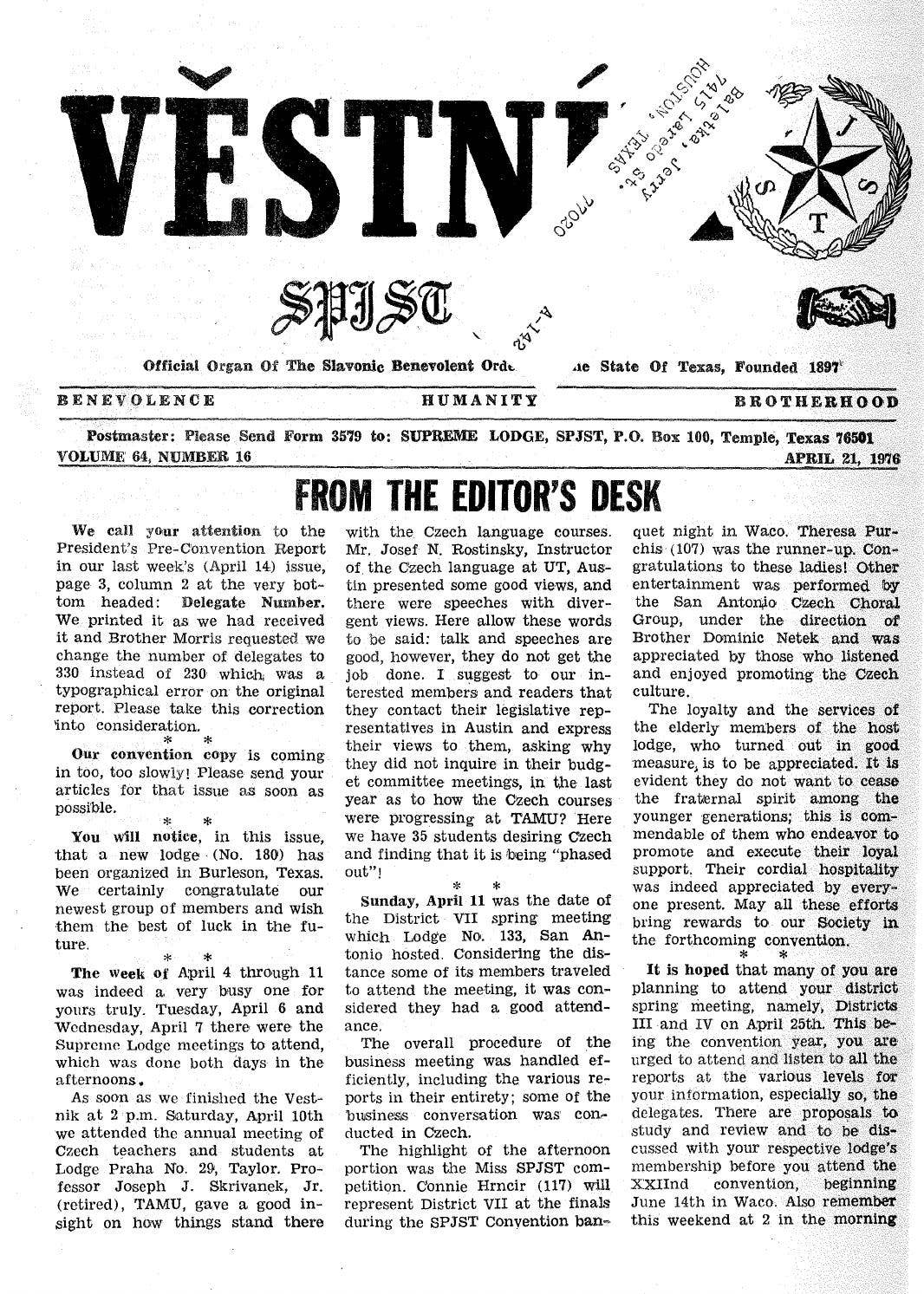 Vestnik 1976 04 21 by SPJST - Issuu