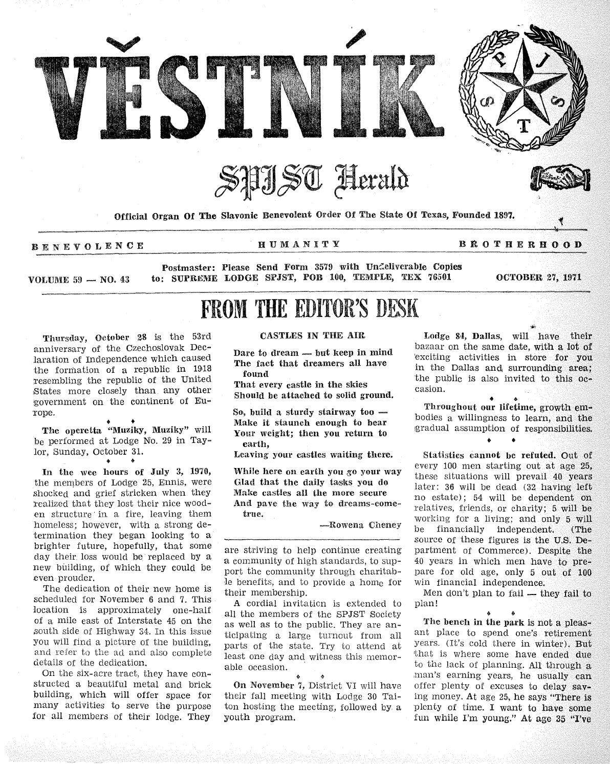 Vestnik 1971 10 27 by SPJST - Issuu