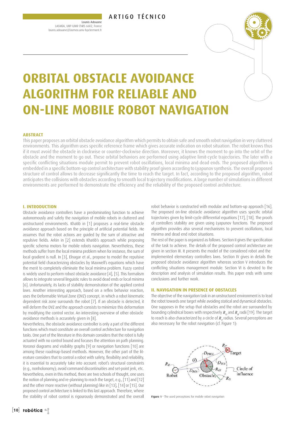 Orbital obstacle avoidance algorithm for reliable and on-line mobile ...
