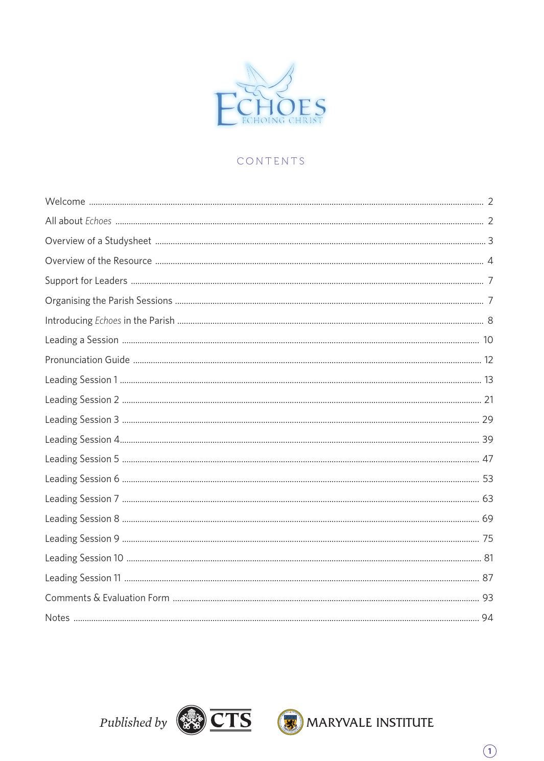 Echoes leaders' guide sample by Catholic Truth Society - Issuu