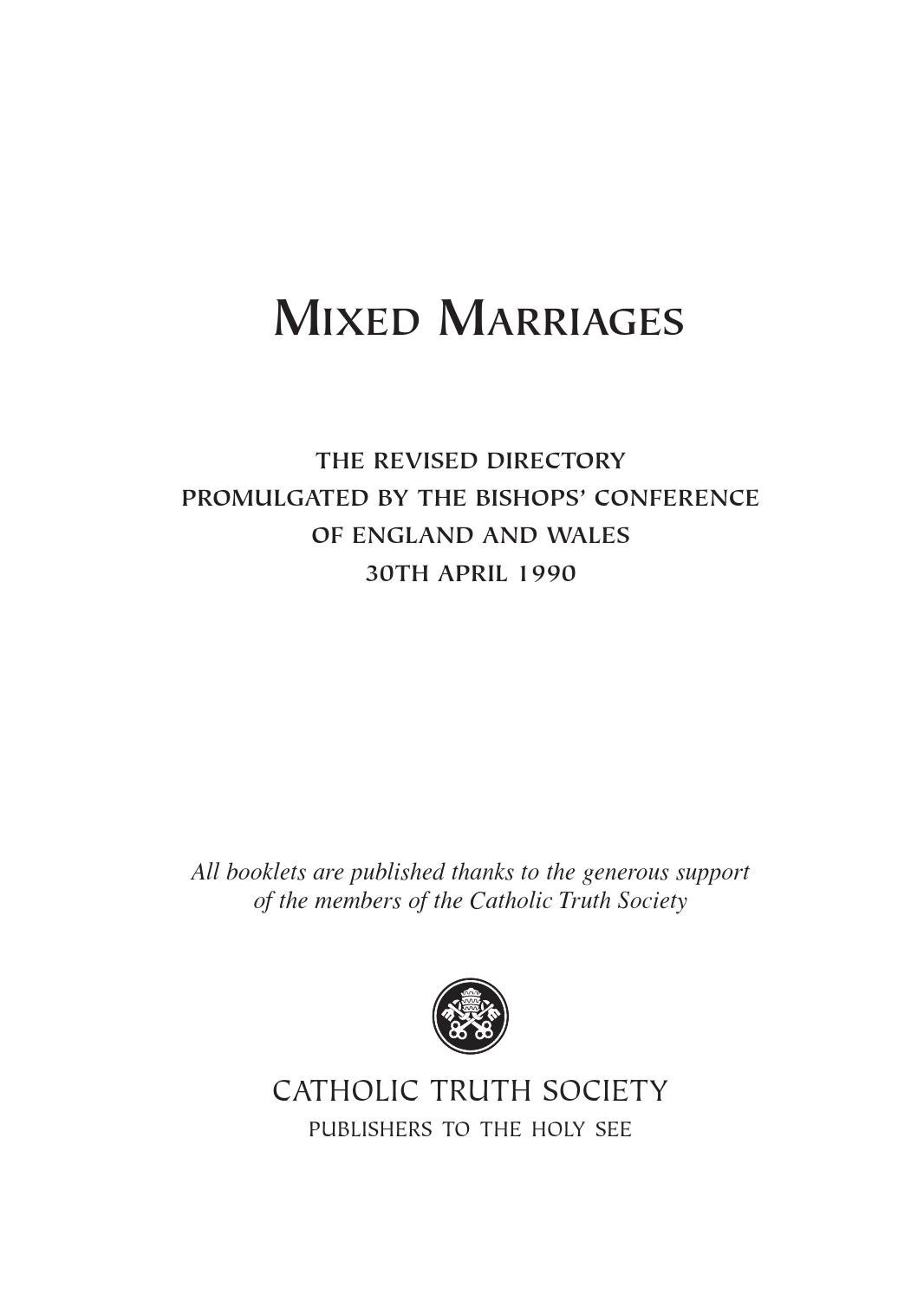 Mixed marriages sample by Catholic Truth Society - Issuu
