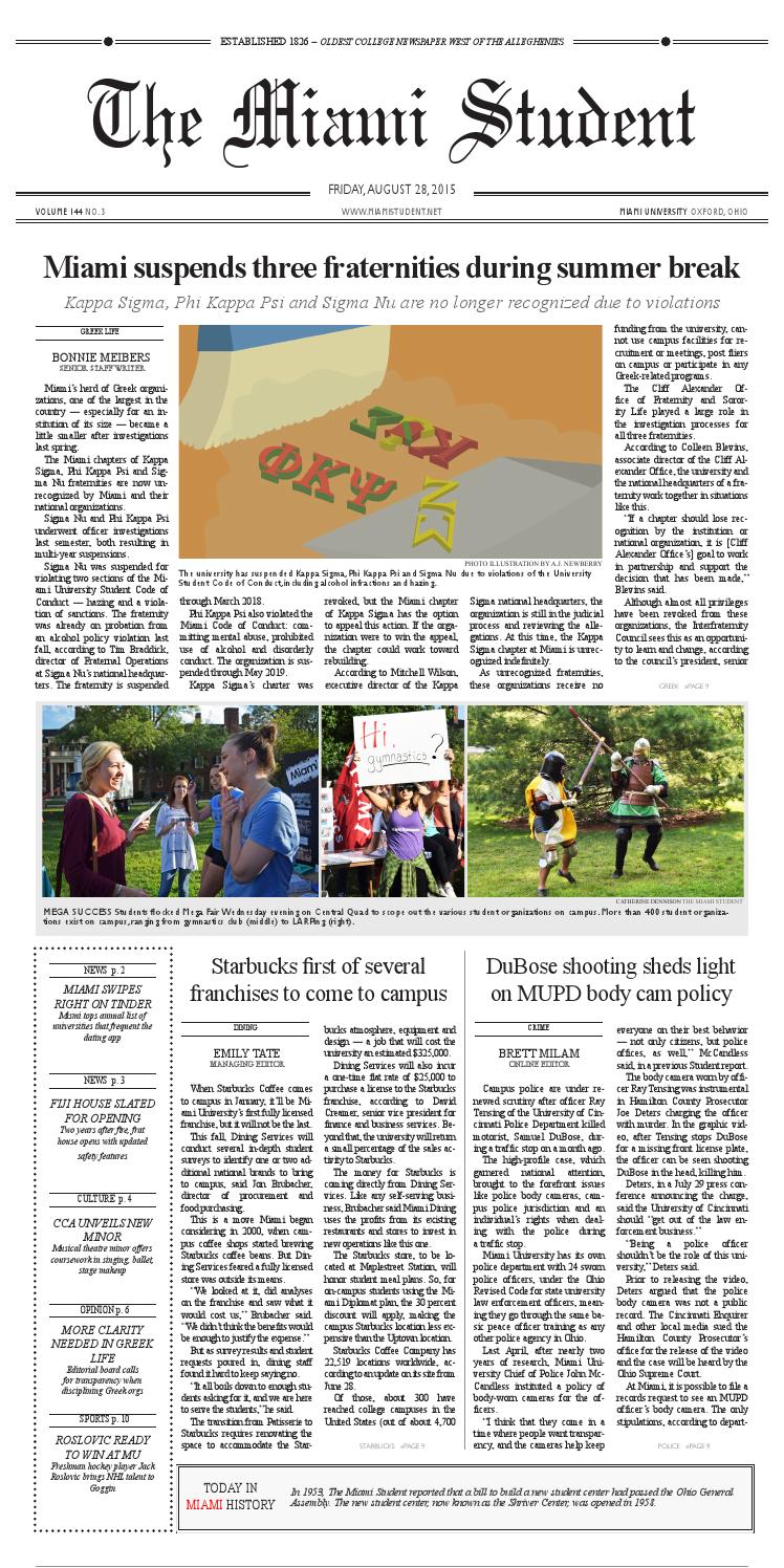 August 28, 2015 | The Miami Student by The Miami Student - Issuu