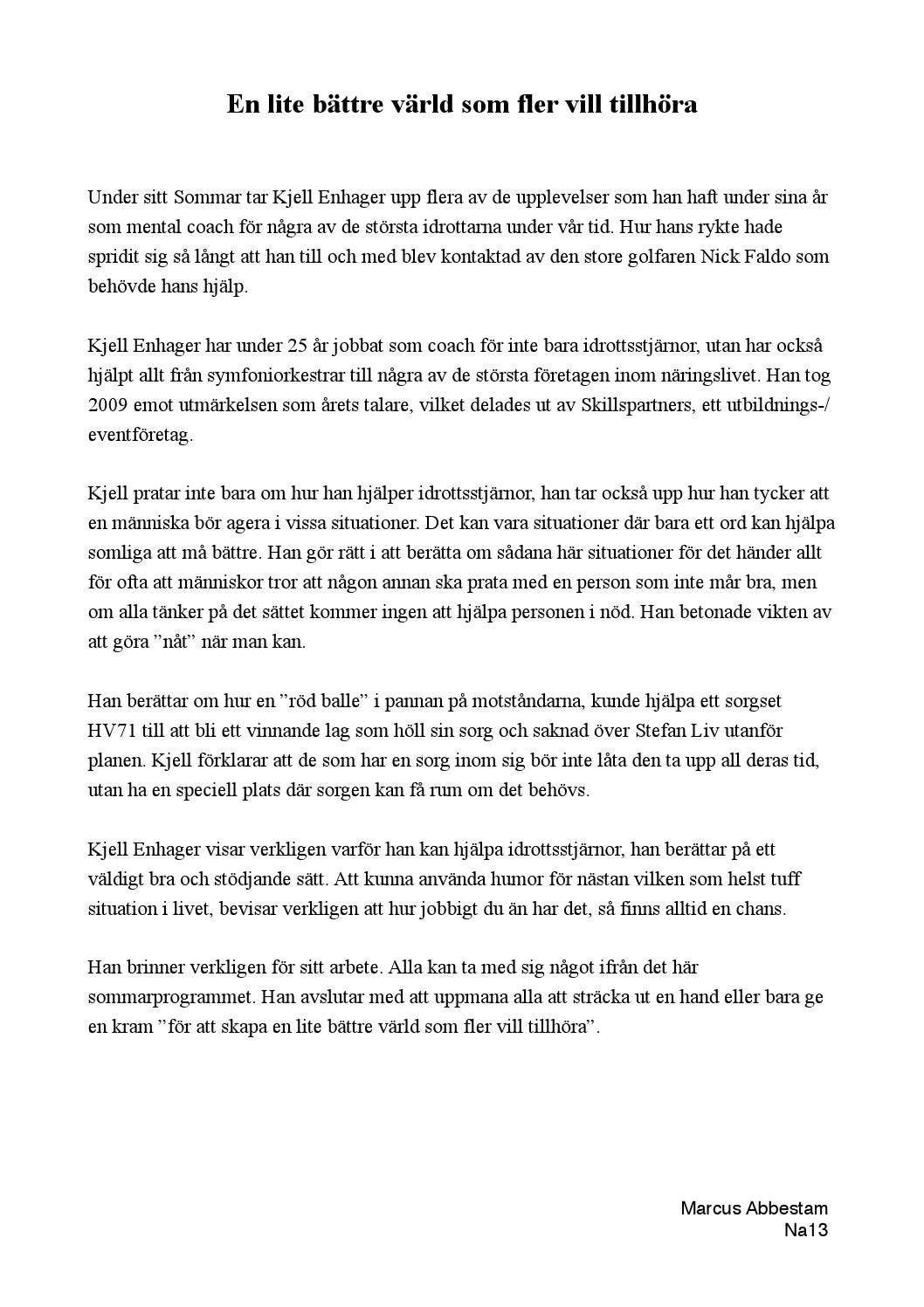 Kjell Enhager Sommarprat by Naturtreorna - Issuu