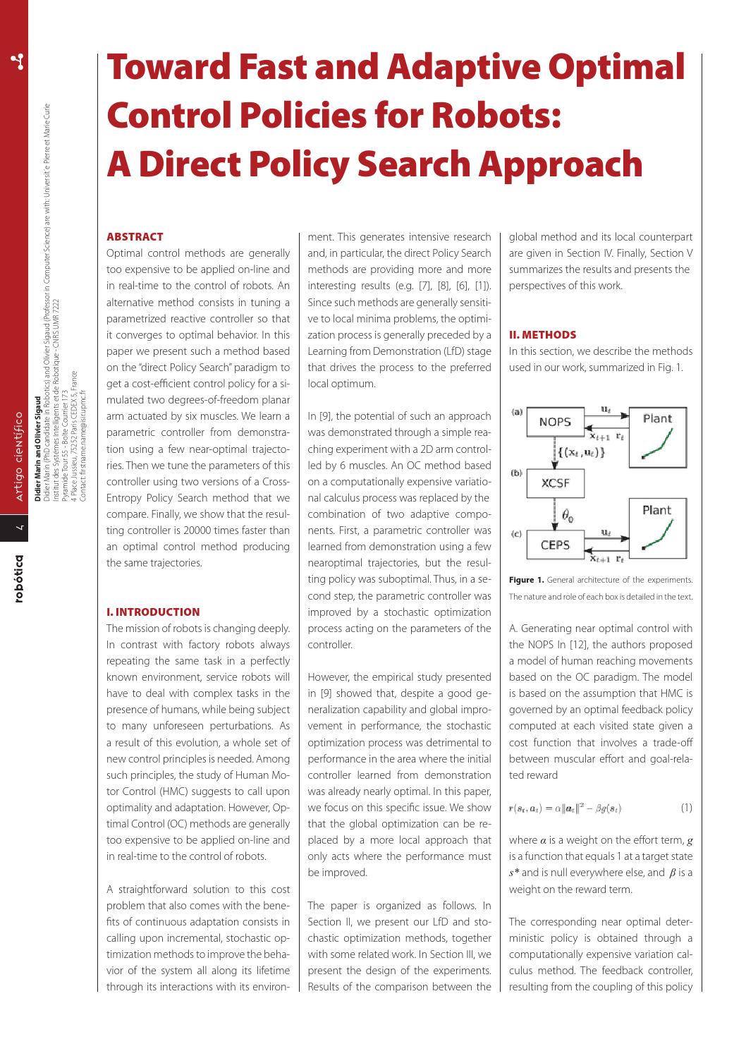 Towards fast and adaptive optimal control policies for robots: a direct ...