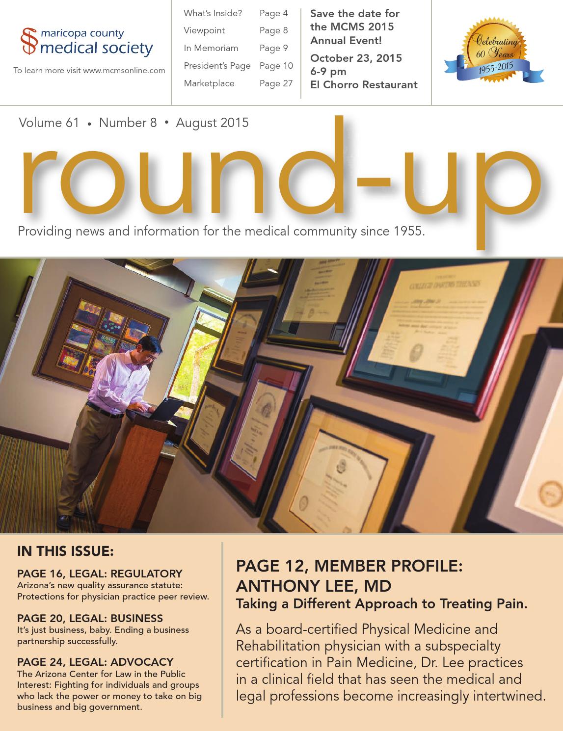 Round-up Magazine August 2015 by Maricopa County Medical Society (MCMS ...