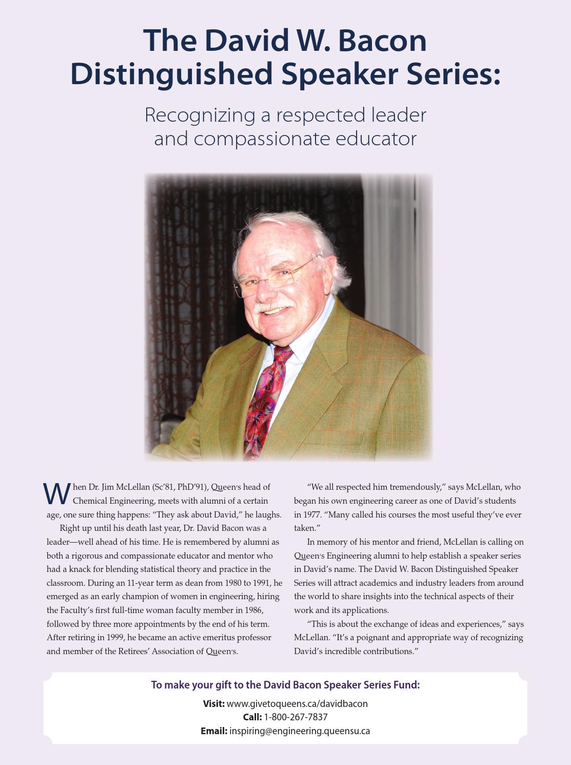 The David W. Bacon Distinguished Speaker Series: by Queen's Faculty of ...