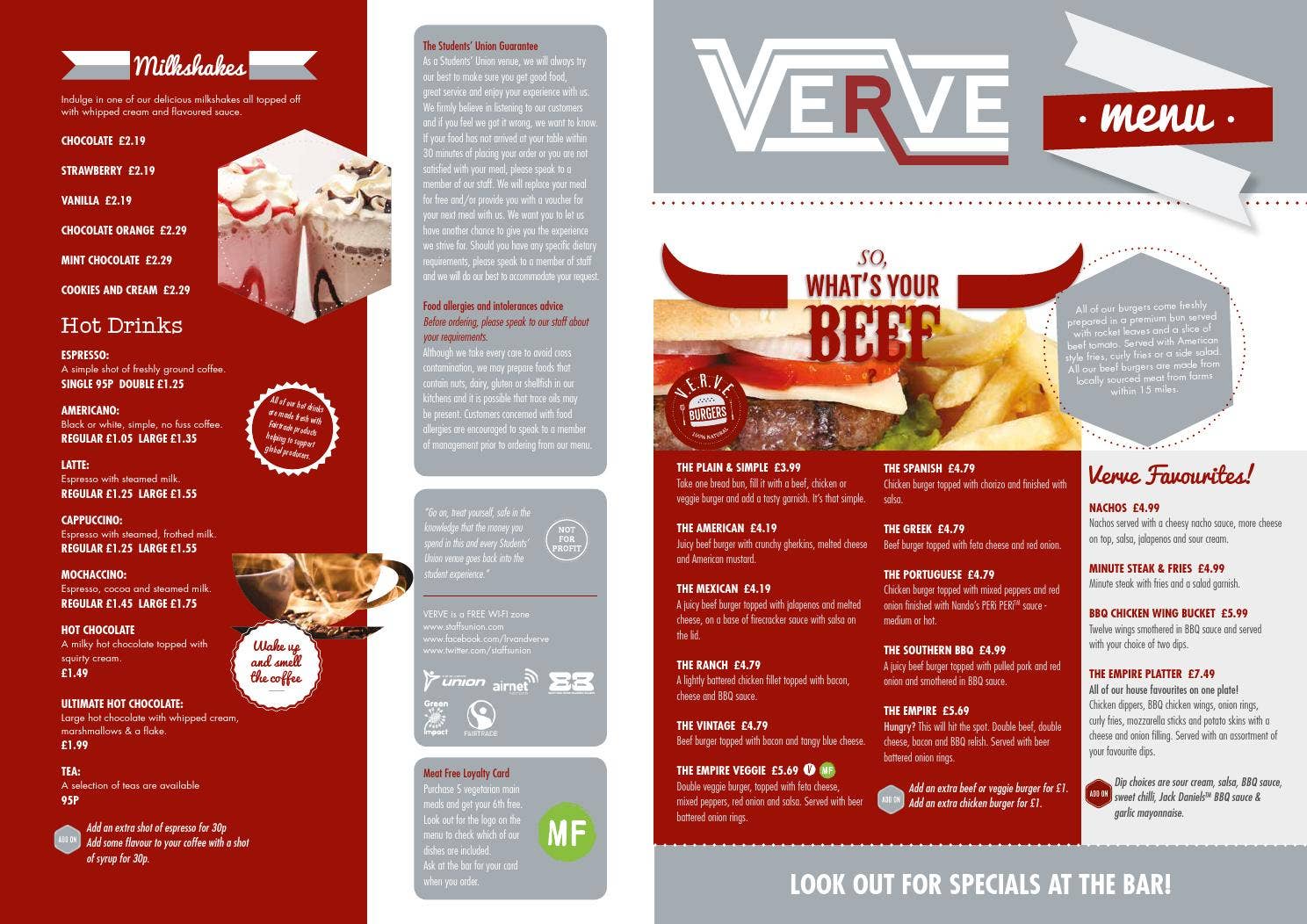 The Verve Menu 2016 by Staffs Union - Issuu