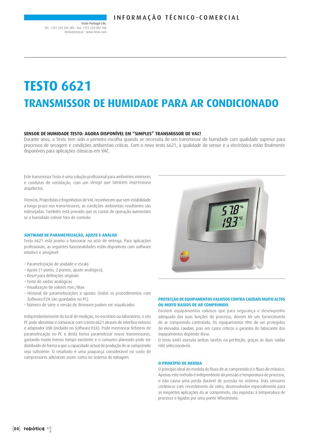 TESTO 6621: Transmissor de humidade para ar condicionado by cie - Issuu