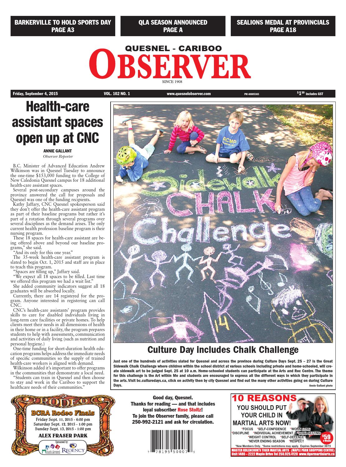 Quesnel Cariboo Observer, September 04, 2015 by Black Press Media Group ...