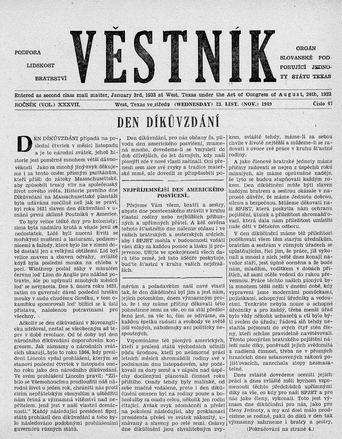 Vestnik 1949 11 23 by SPJST - Issuu