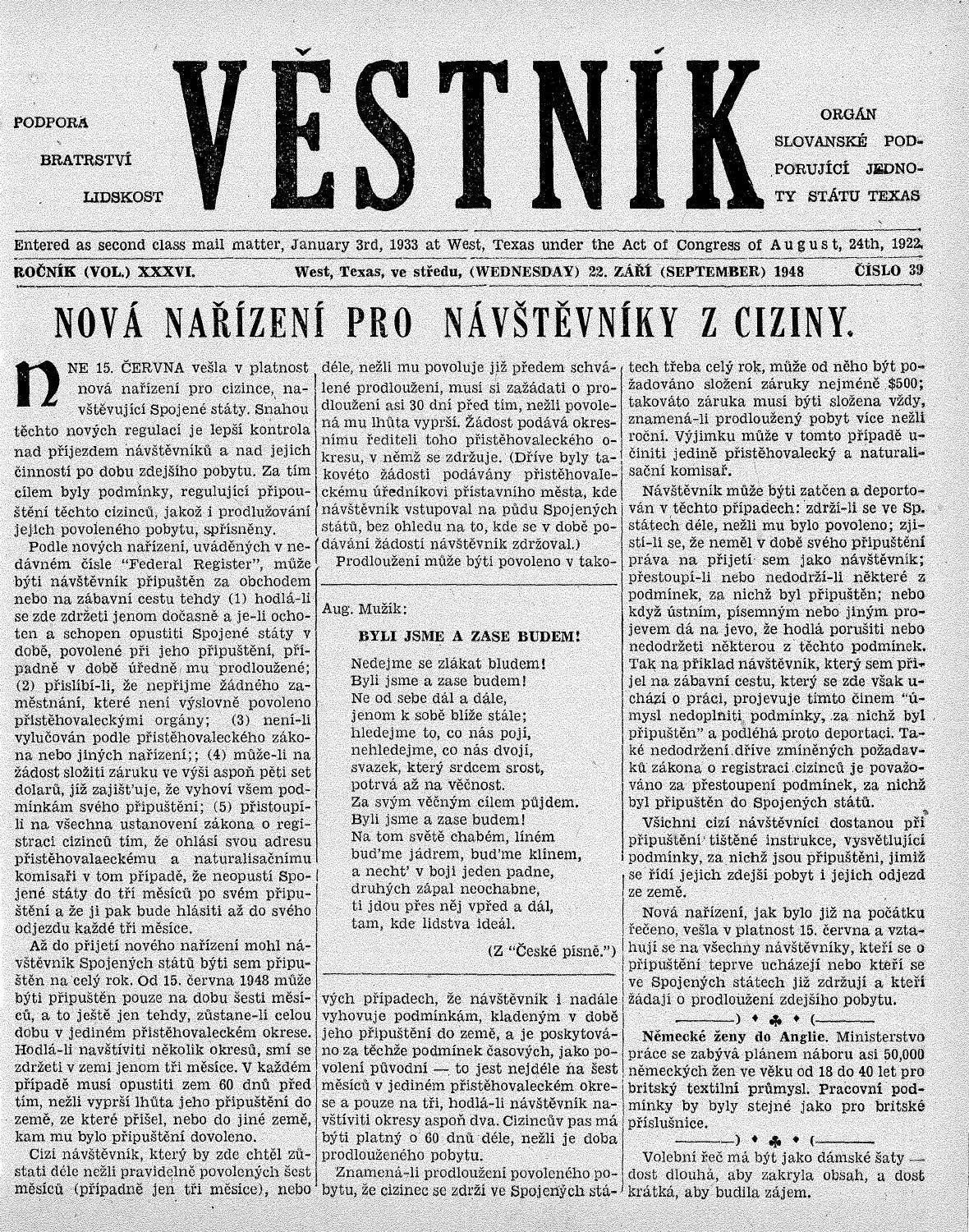 Vestnik 1948 09 22 by SPJST - Issuu