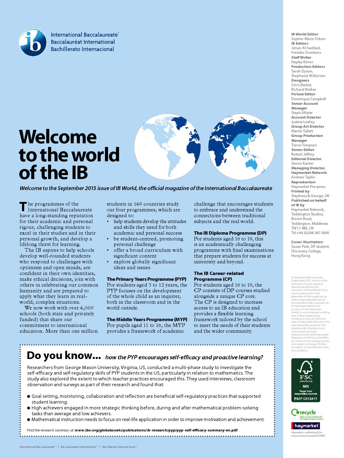 IB World September 2015 by International Baccalaureate - Issuu