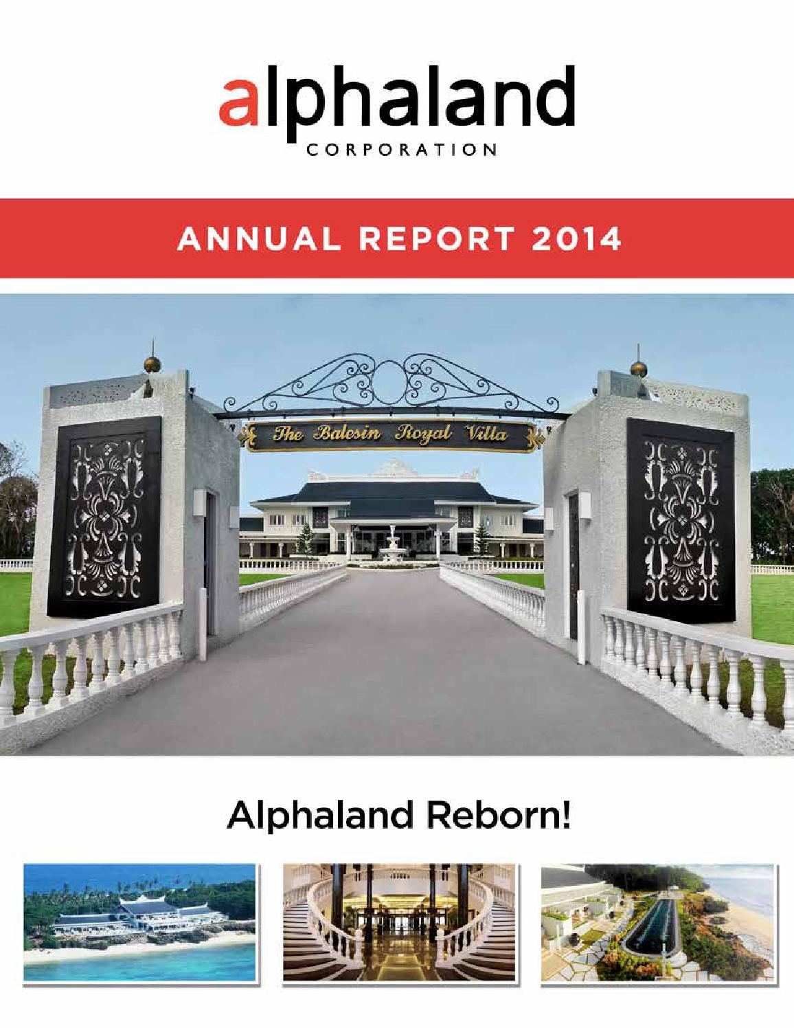 Alphaland Annual Report 2014 by Alphaland Corporate Communications - Issuu