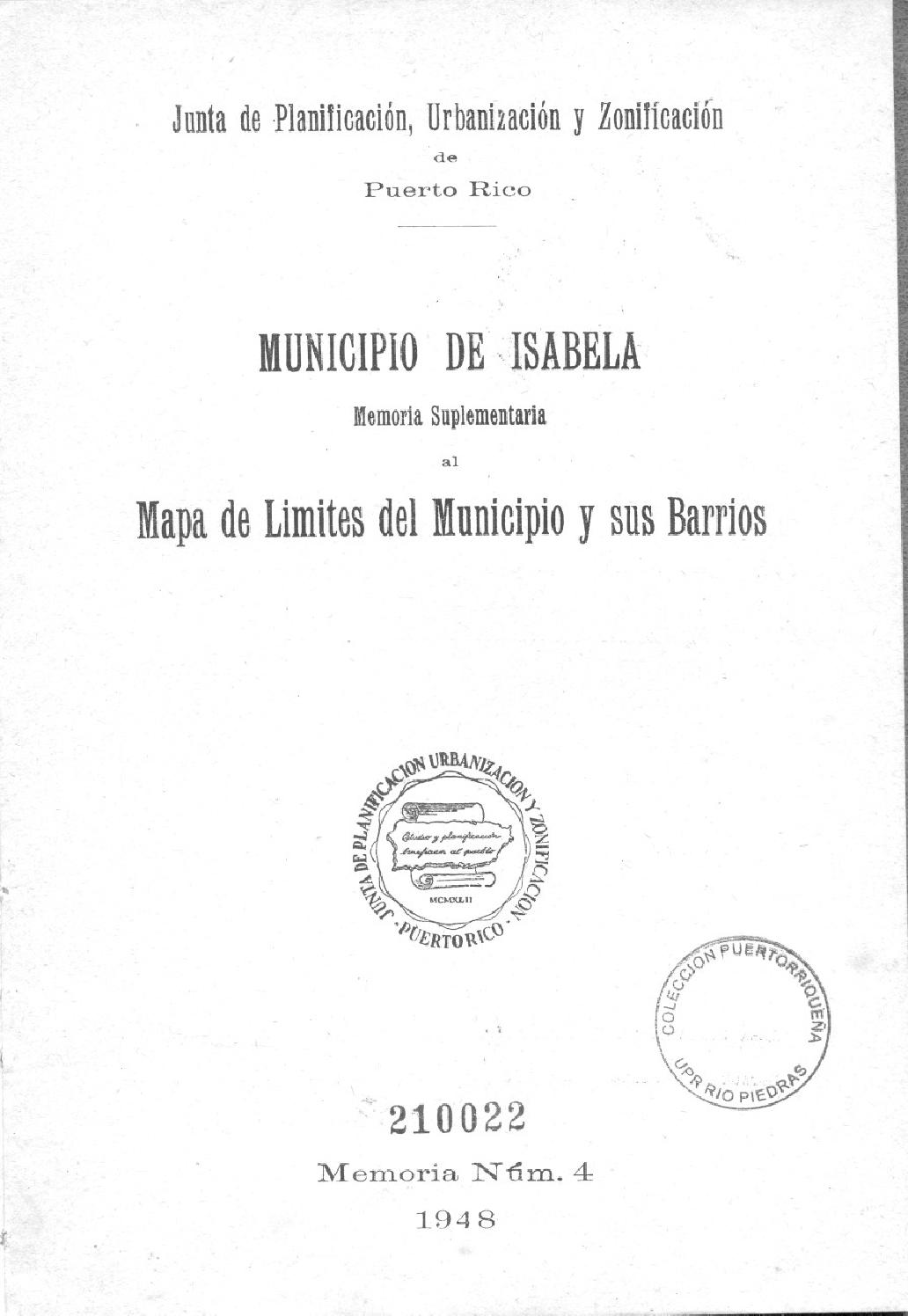 Municipio de Isabela - Memoria suplementaria al Mapa de límites del ...