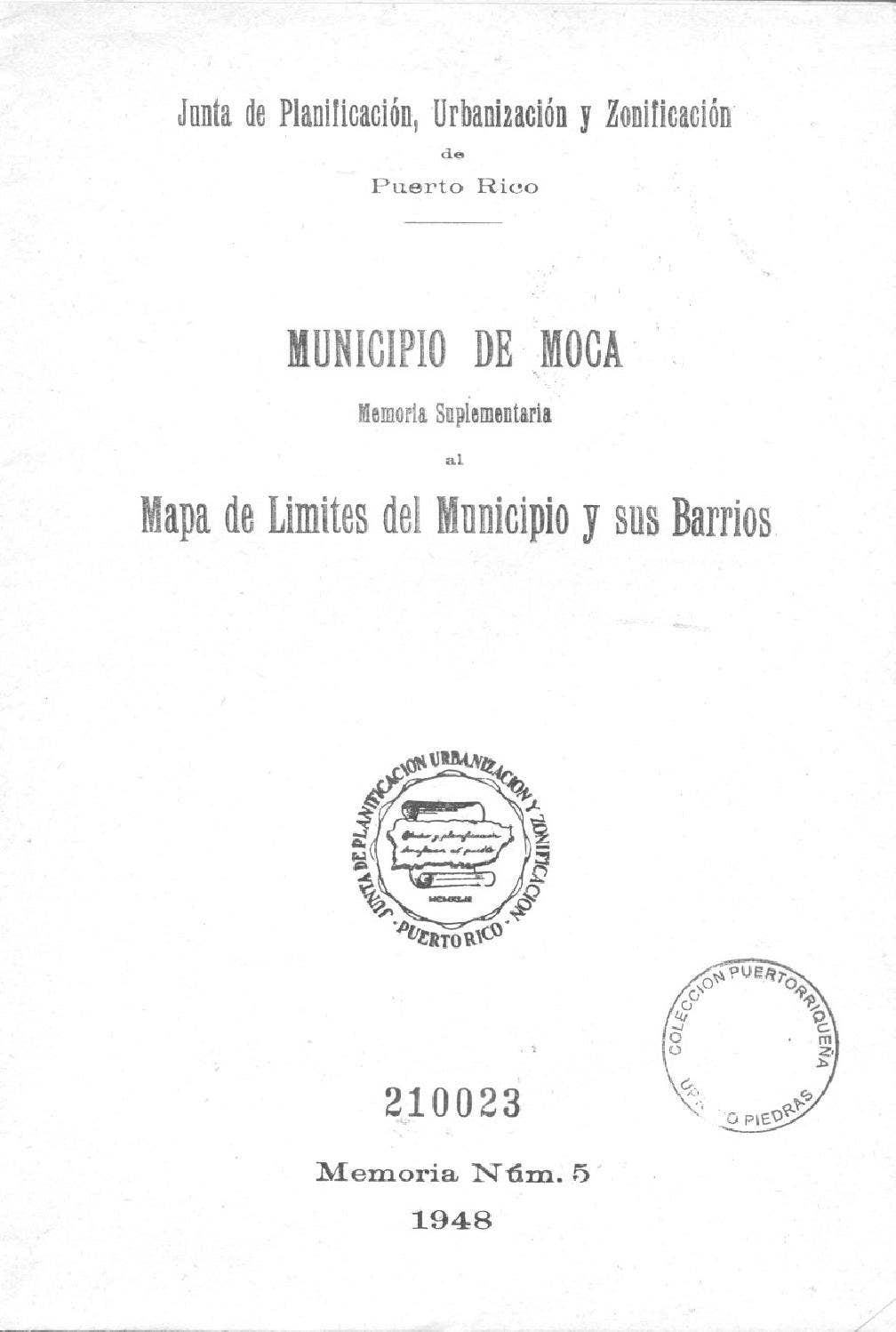Municipio de Moca - Memoria suplementaria al Mapa de límites del ...