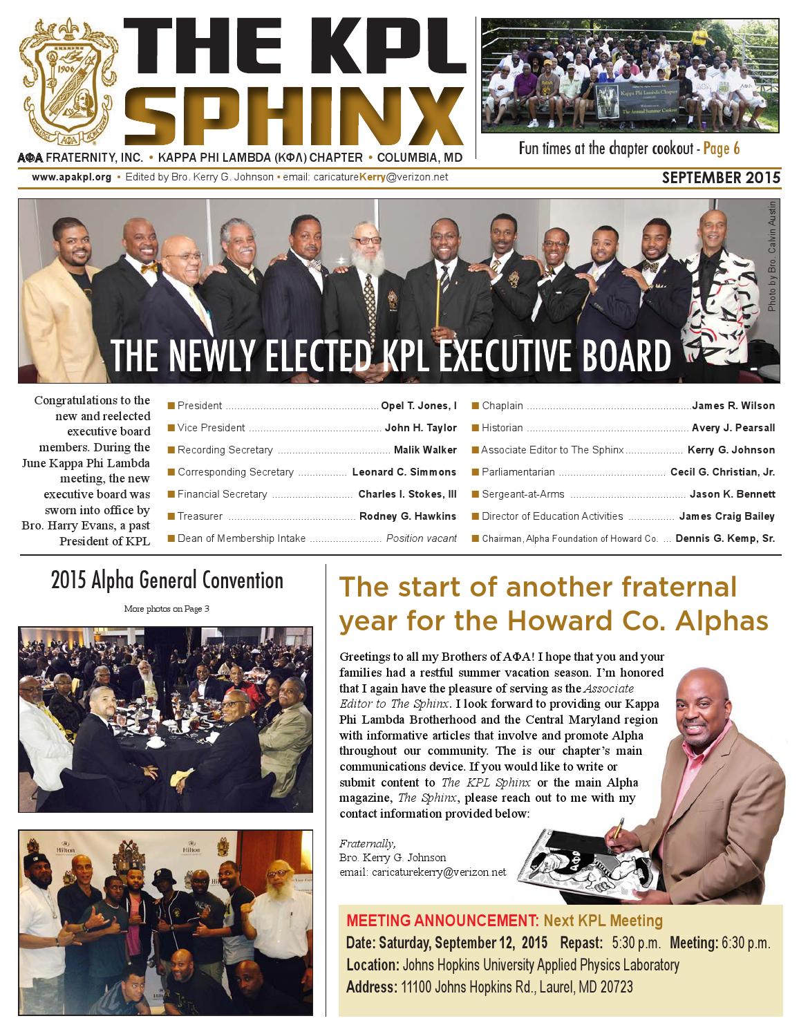 The KPL Sphinx - September 2015 by Kerry G. Johnson - Issuu
